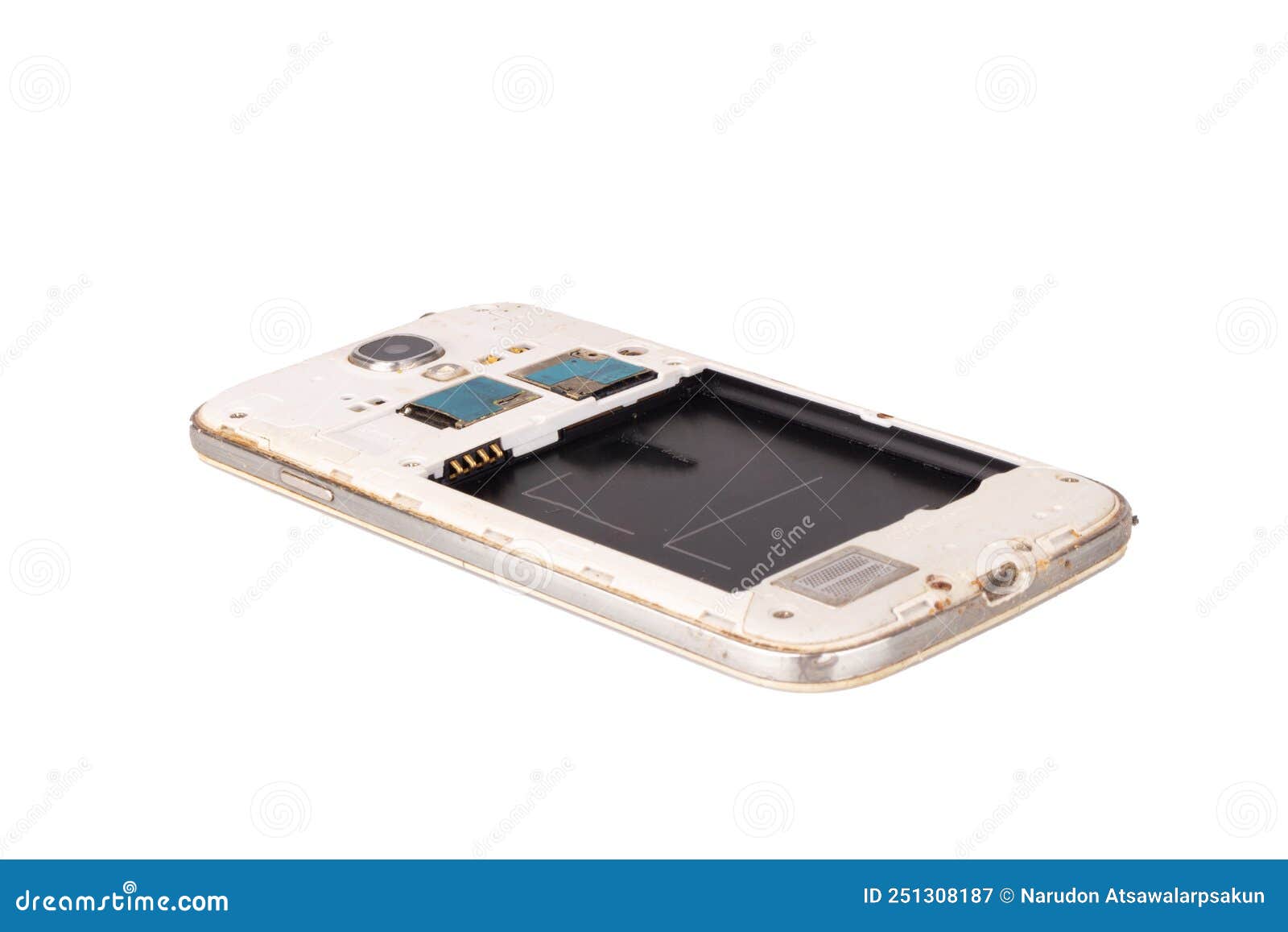 Phone Open Inside the Machine Isolated on White Background Stock Image ...