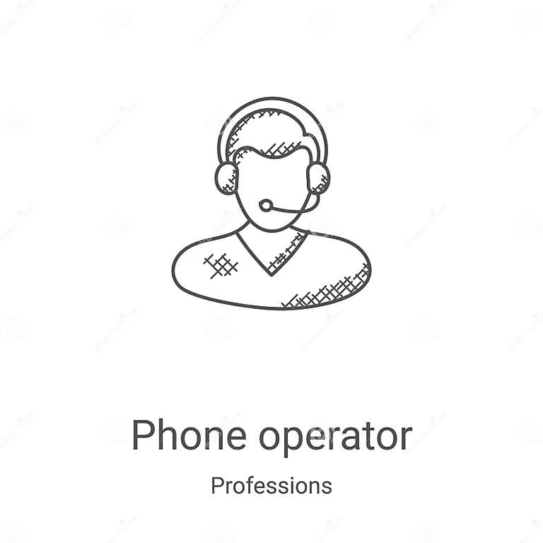 Phone Operator Icon Vector from Professions Collection. Thin Line Phone ...