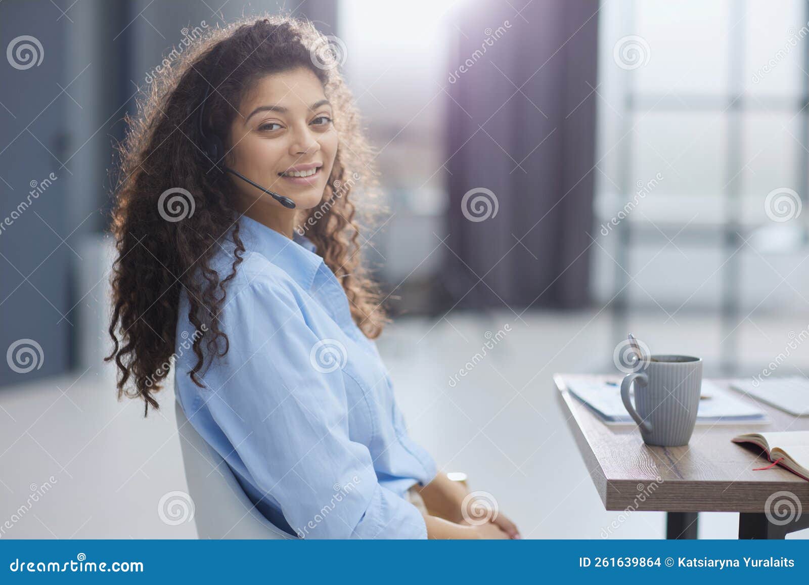 The Operator Enjoys Fragrant Coffee, Taking a Short Break from Work ...
