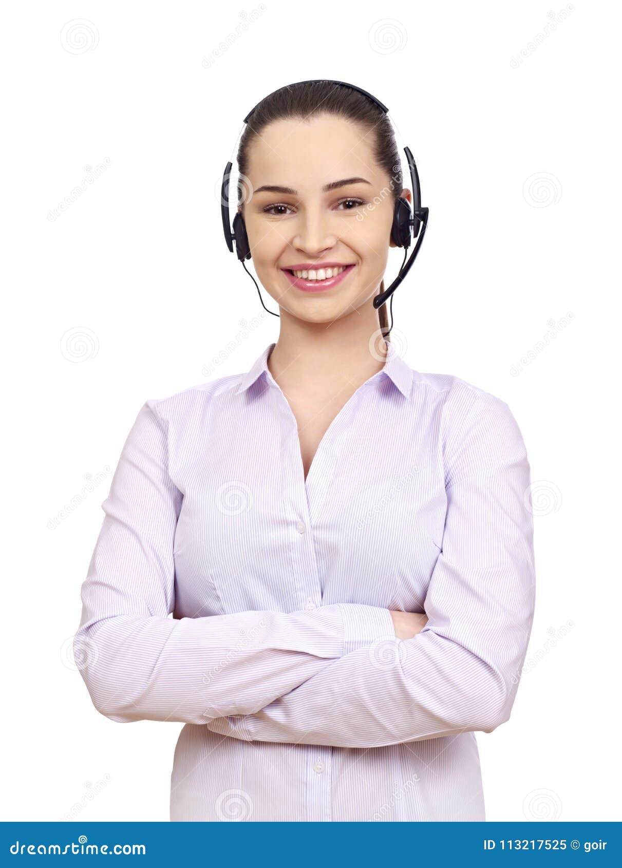 Phone operator on white stock image. Image of businesswoman - 113217525