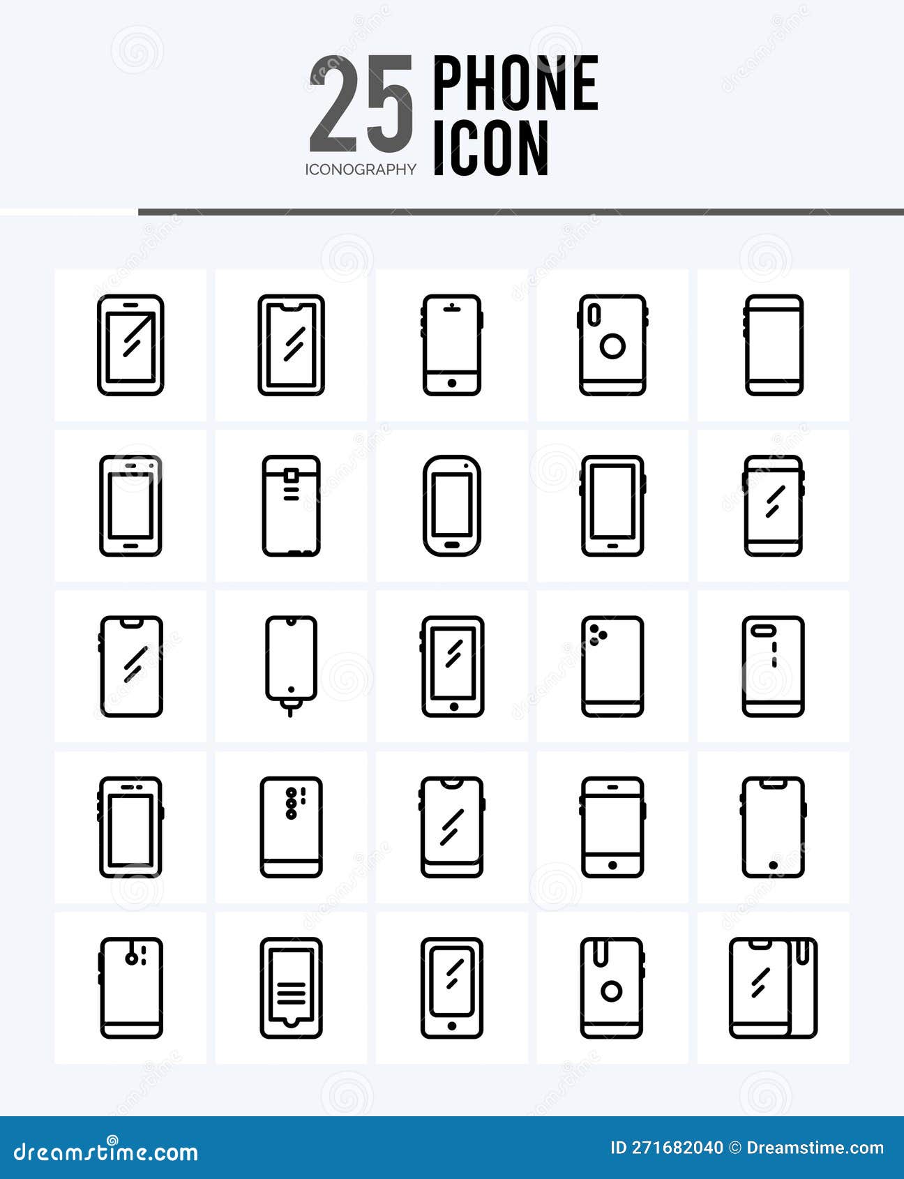 Phone Outline Icons Pack Vector Illustration Stock Vector ...