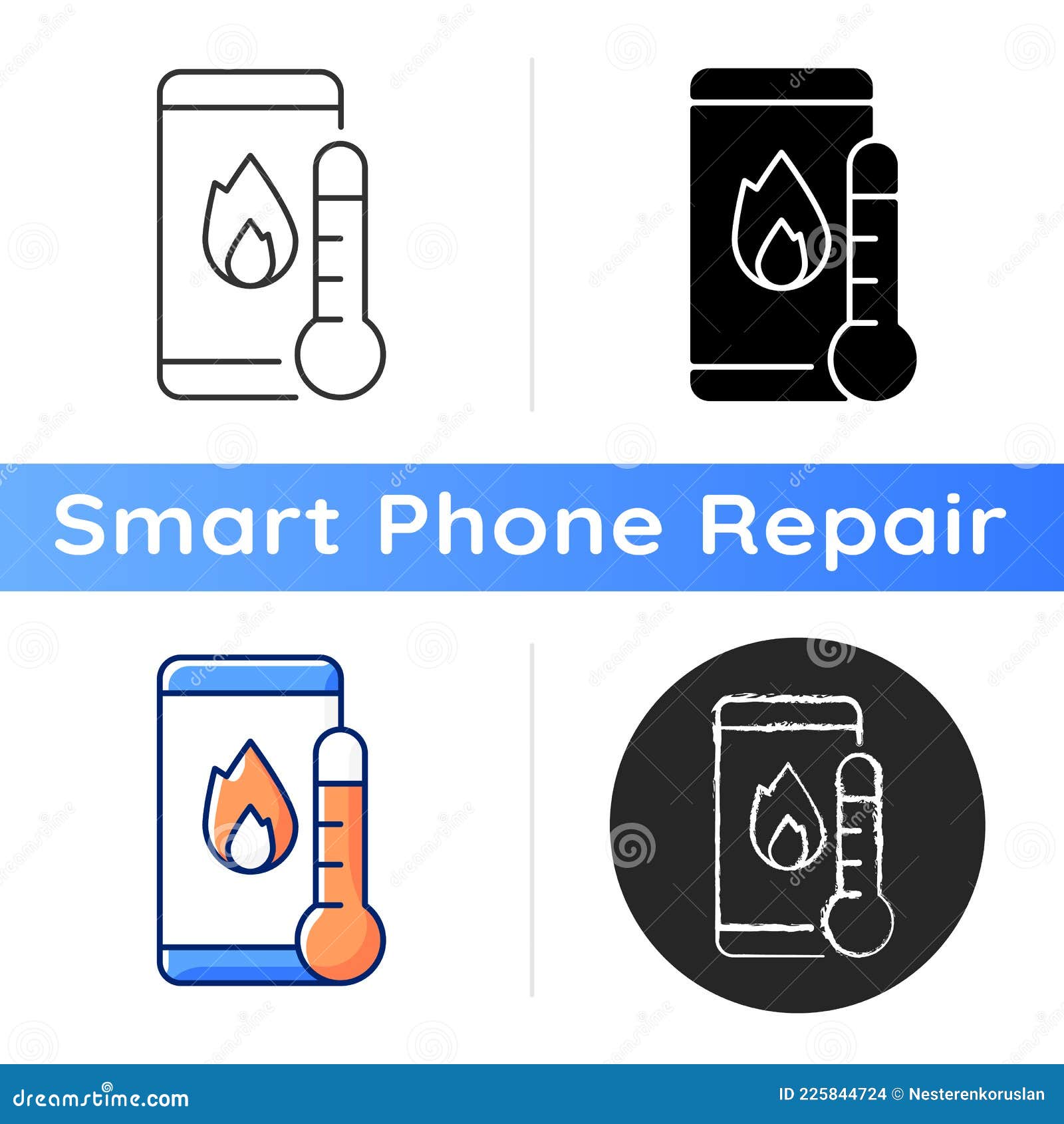 Battery Overheating Problem Linear Icon Vector Illustration ...