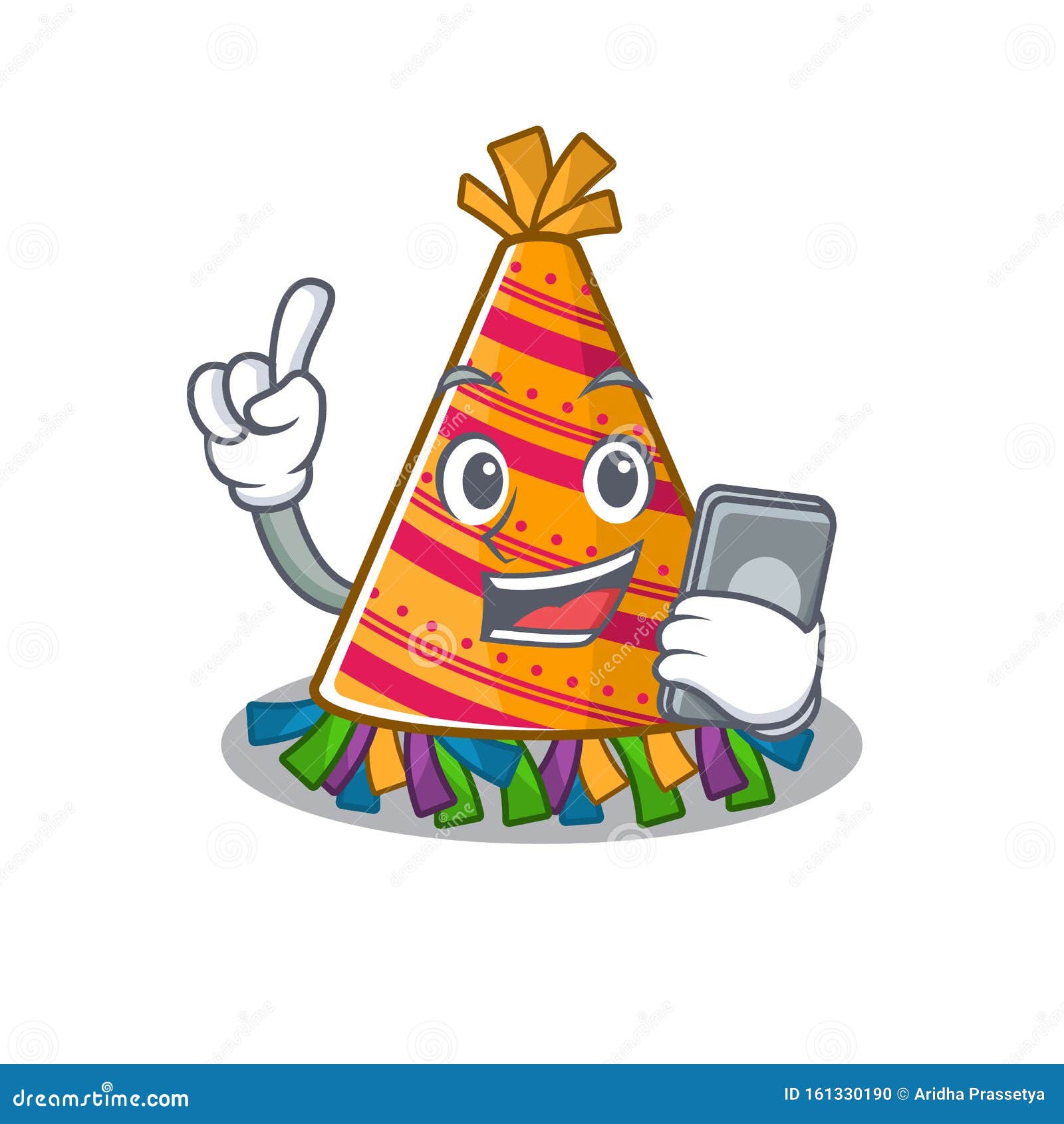 With Phone Party Hat Character Isolated in Cartoon Stock Vector ...