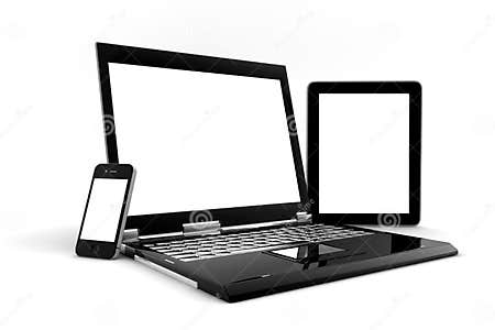 Phone, PC and tablet stock illustration. Illustration of electronic ...