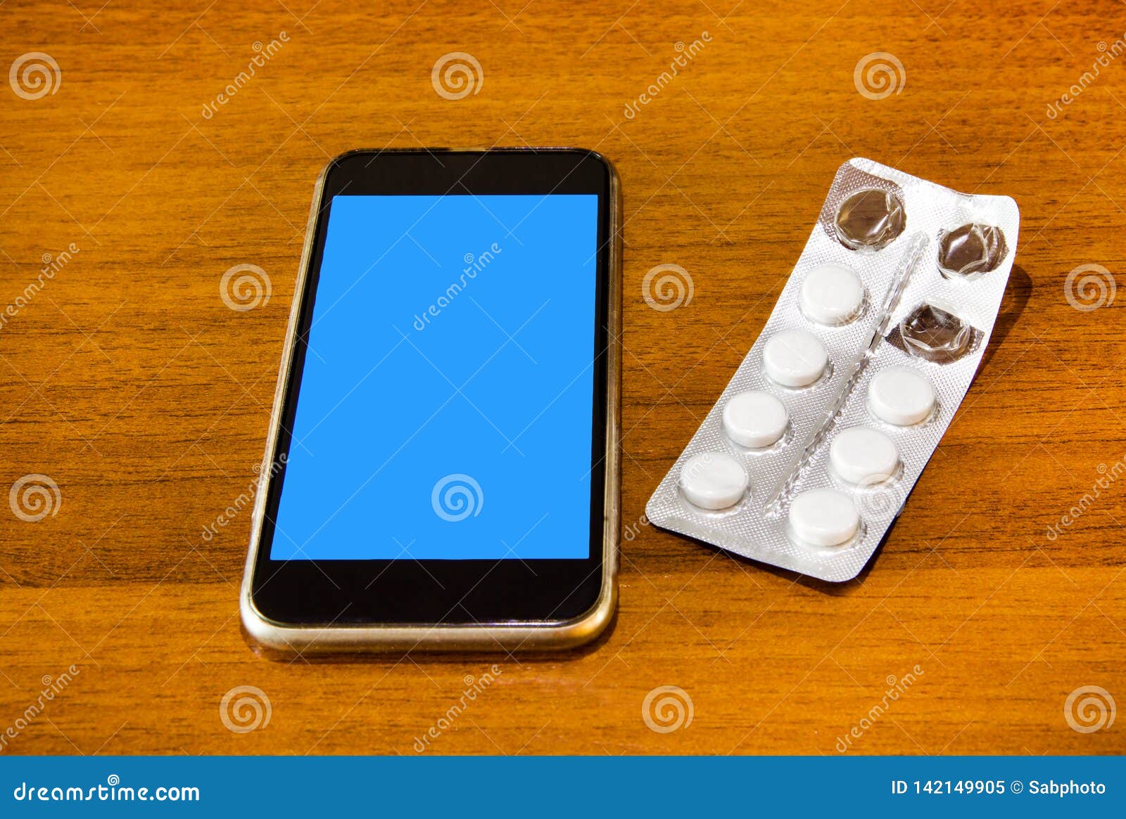 Phone and a Pills stock image. Image of care, drugs - 142149905