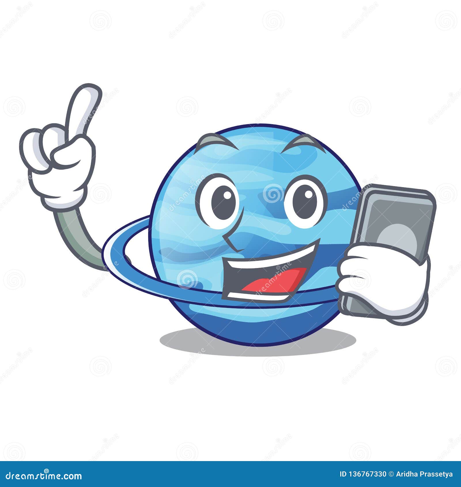 With Phone Plenet Uranus Images in Character Form Stock Vector ...