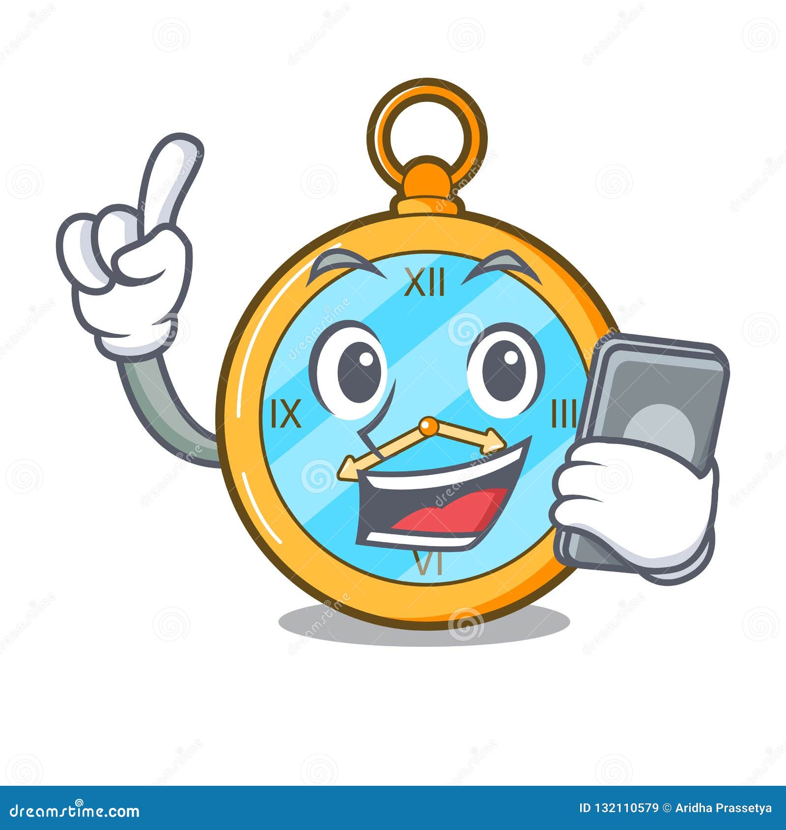 With Phone Pocket Vintage Watch on a Cartoon Stock Vector ...