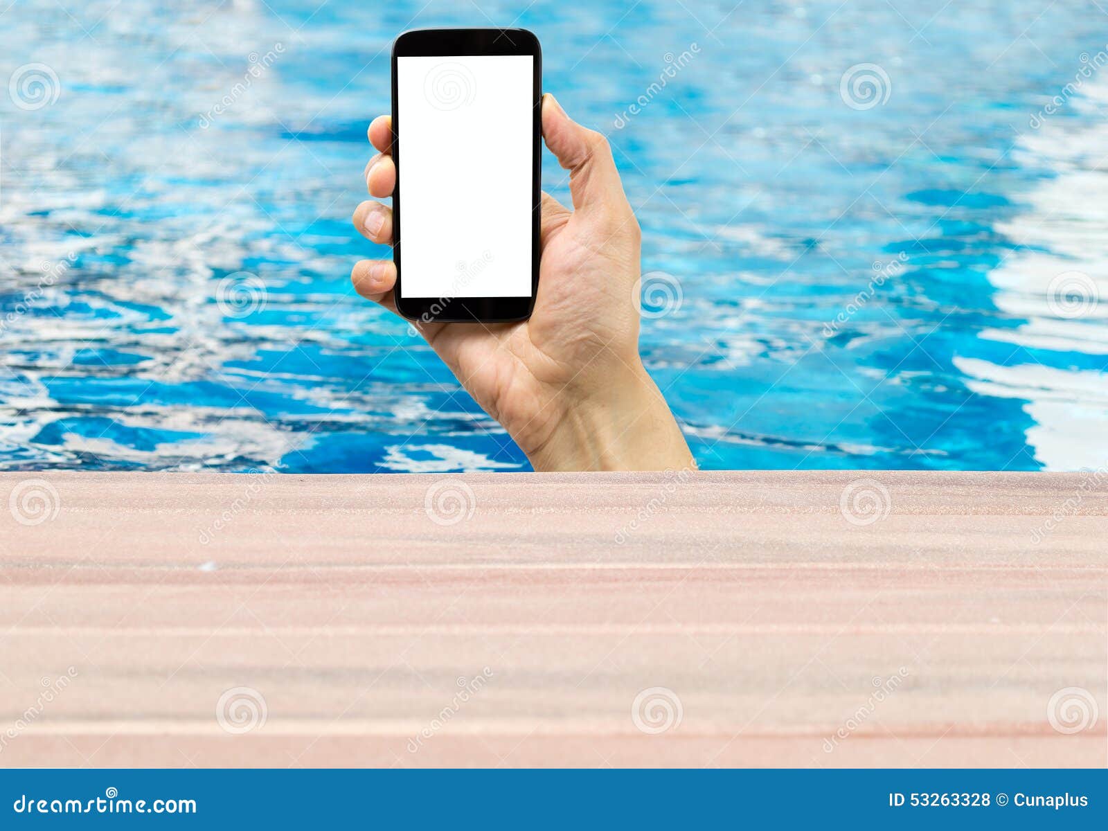 Phone in a pool stock photo. Image of patio, portable - 53263328