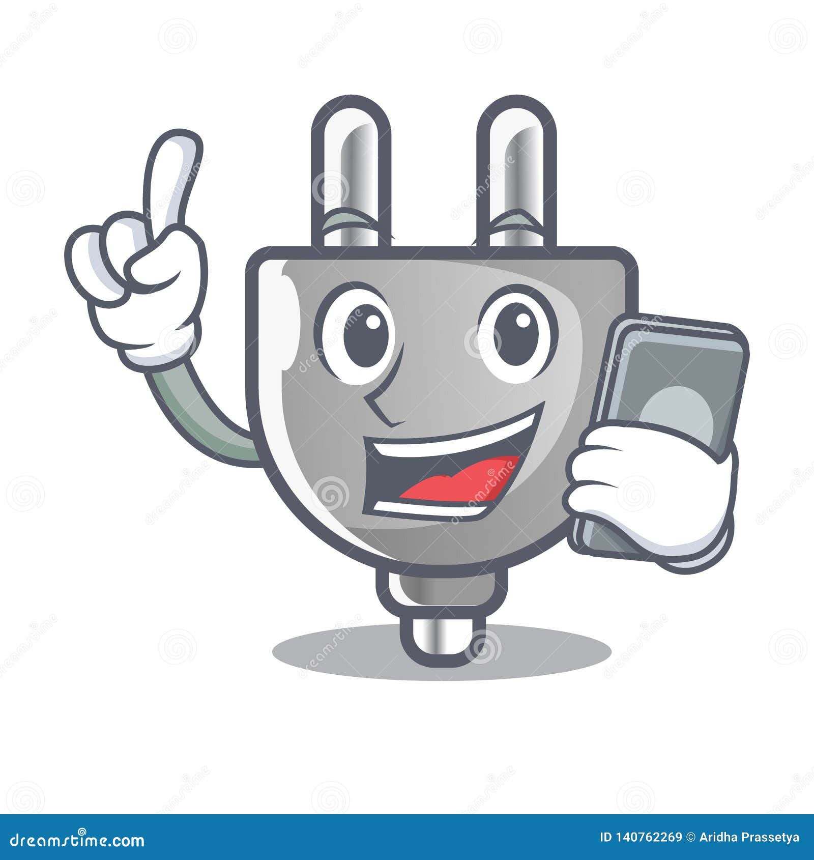 With Phone Power Plug Stuck the Cartoon Wall Stock Vector ...