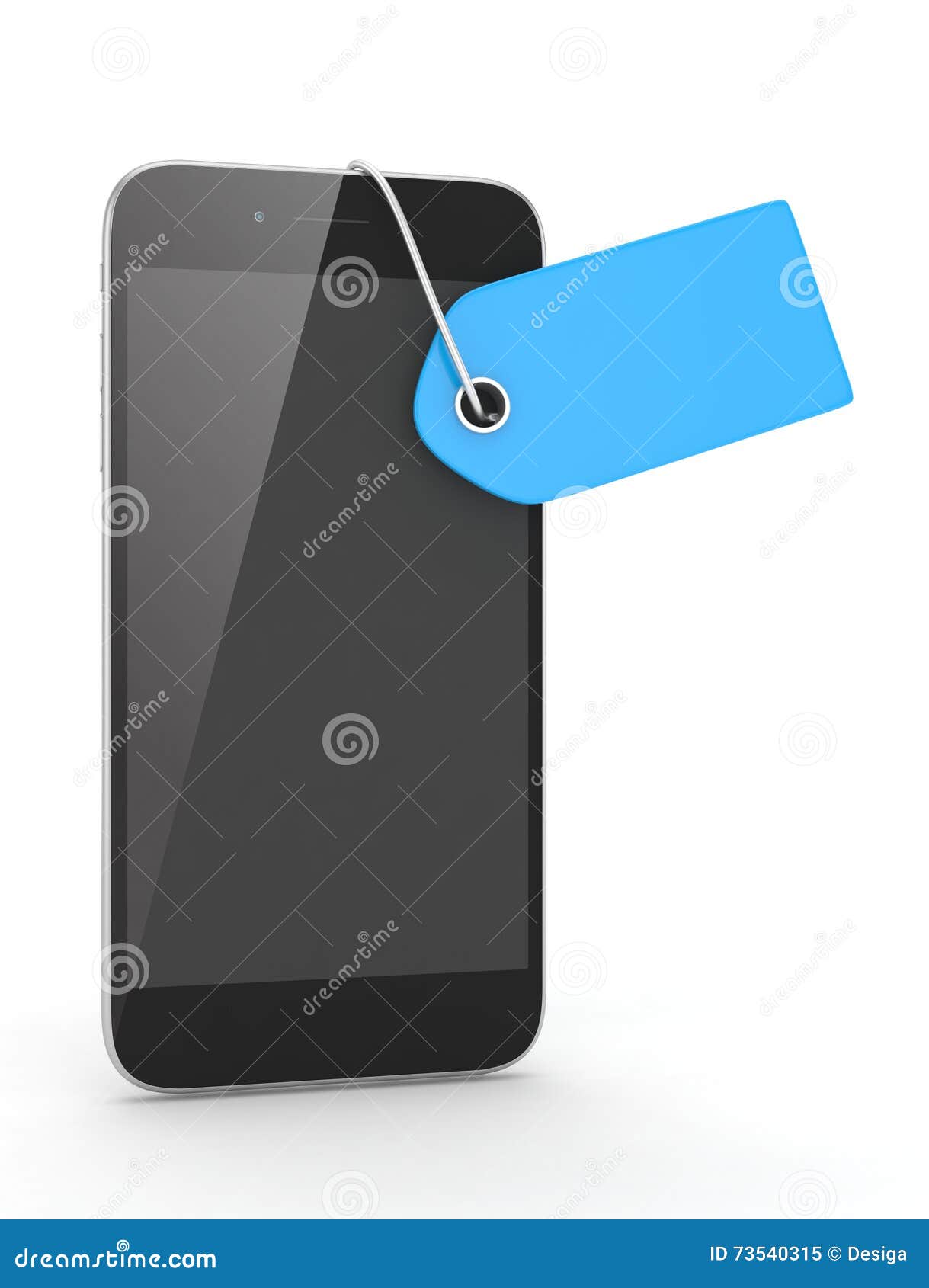 Phone with Price Tag. 3D Rendering. Stock Illustration - Illustration ...