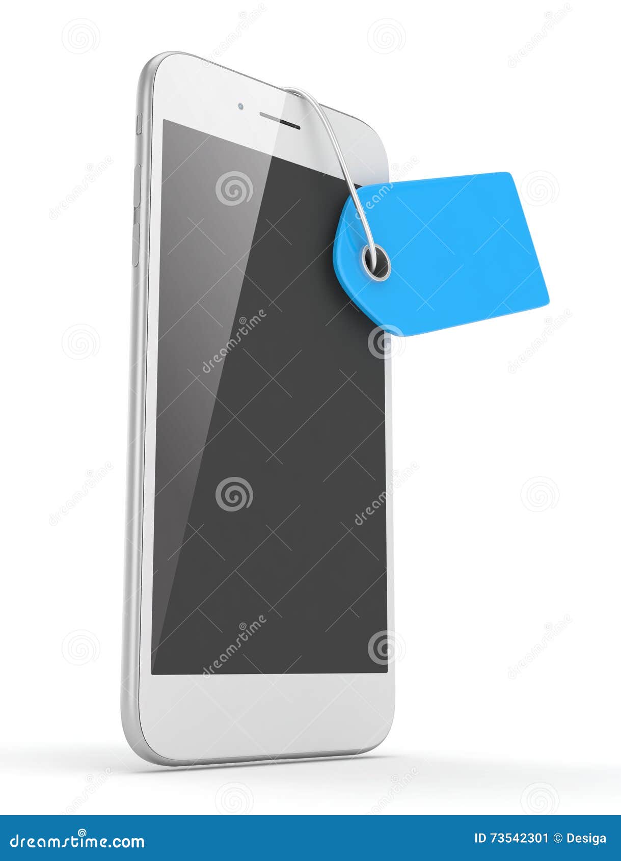 Phone with Price Tag. 3D Rendering. Stock Illustration - Illustration ...