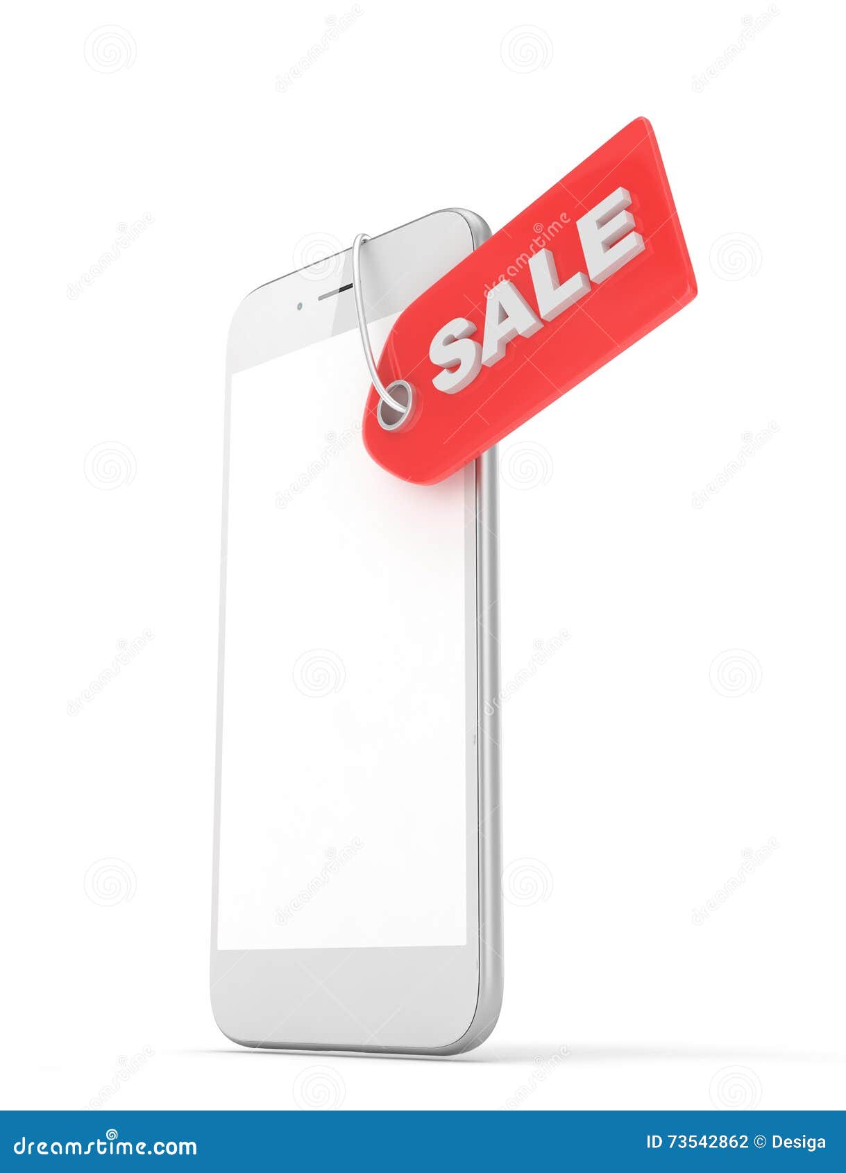 Phone with Price Tag. 3D Rendering. Stock Illustration - Illustration ...