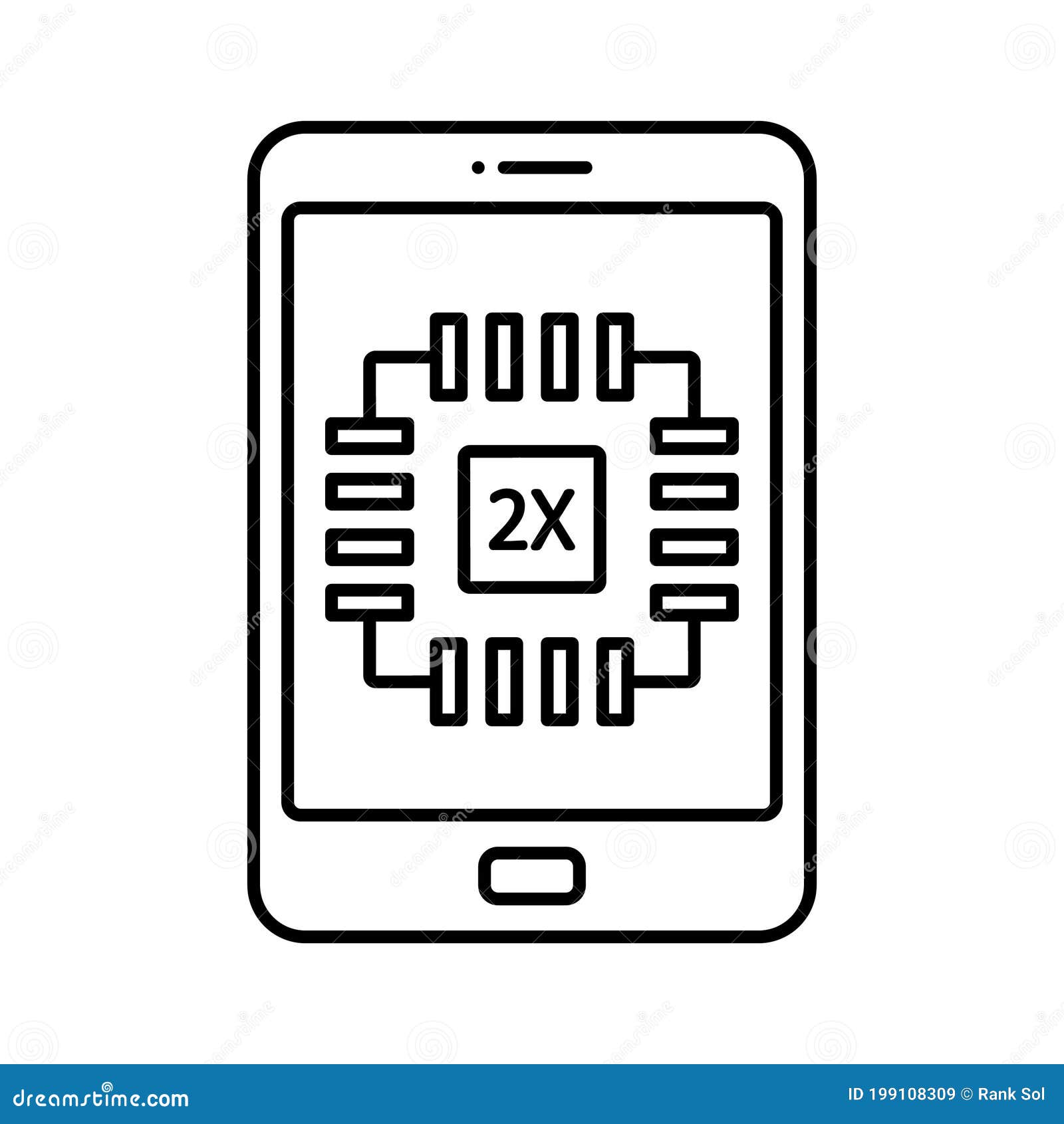Phone Processor Line Vector Icon Which Can Easily Modify or Edit Stock ...