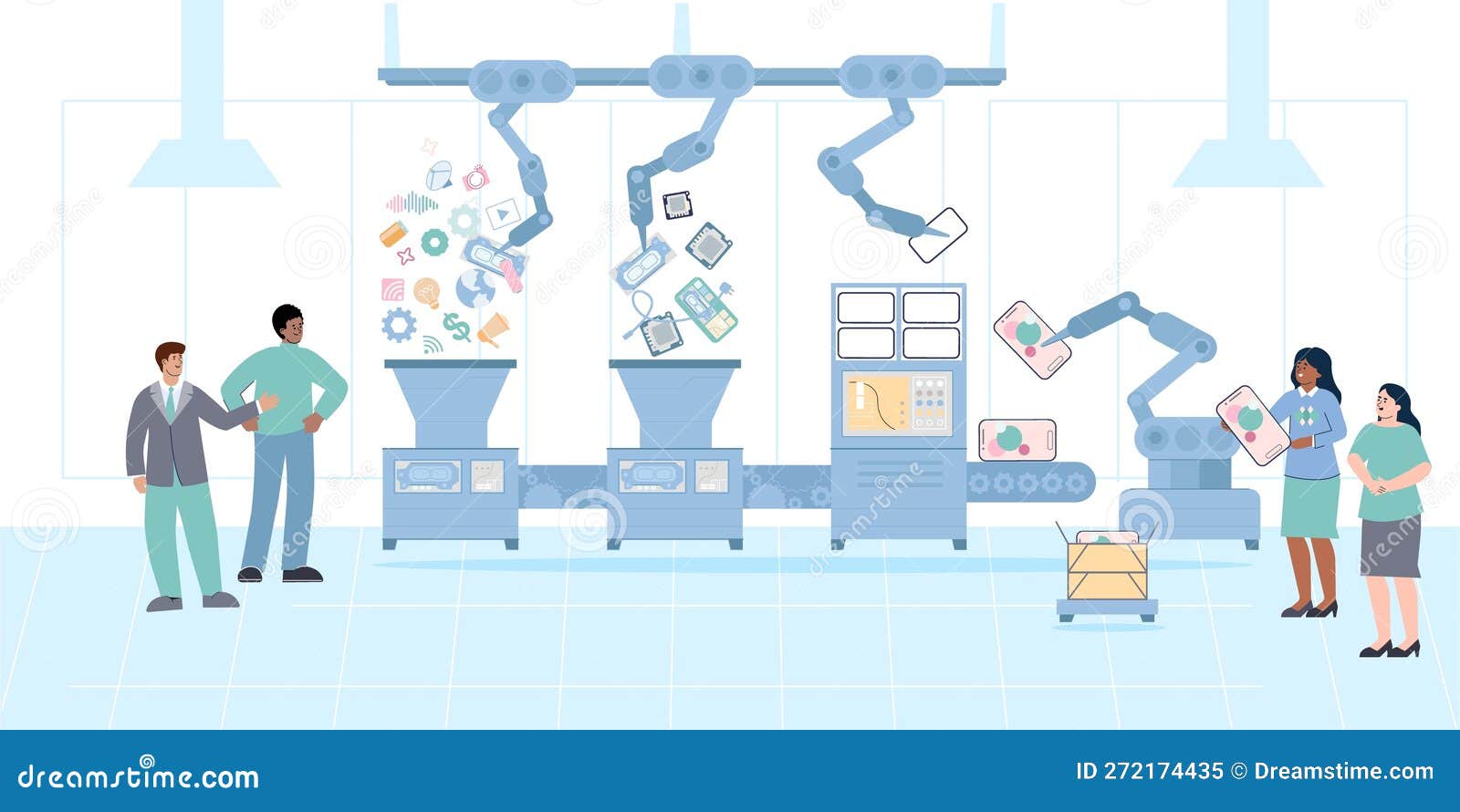 Phone Production Concept Composition Stock Vector - Illustration of ...
