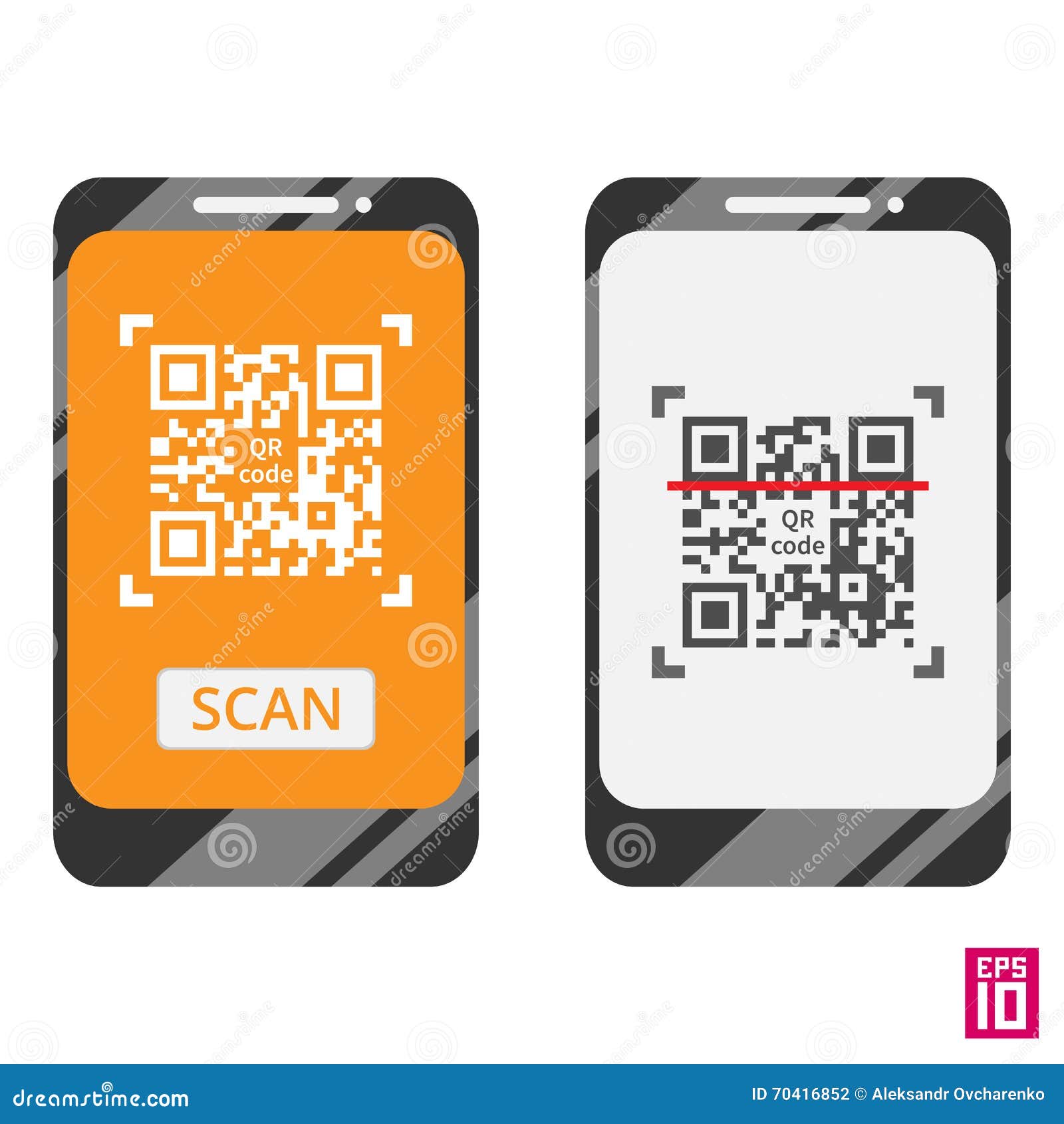 Phone QR code stock vector. Illustration of screen, tagging - 70416852