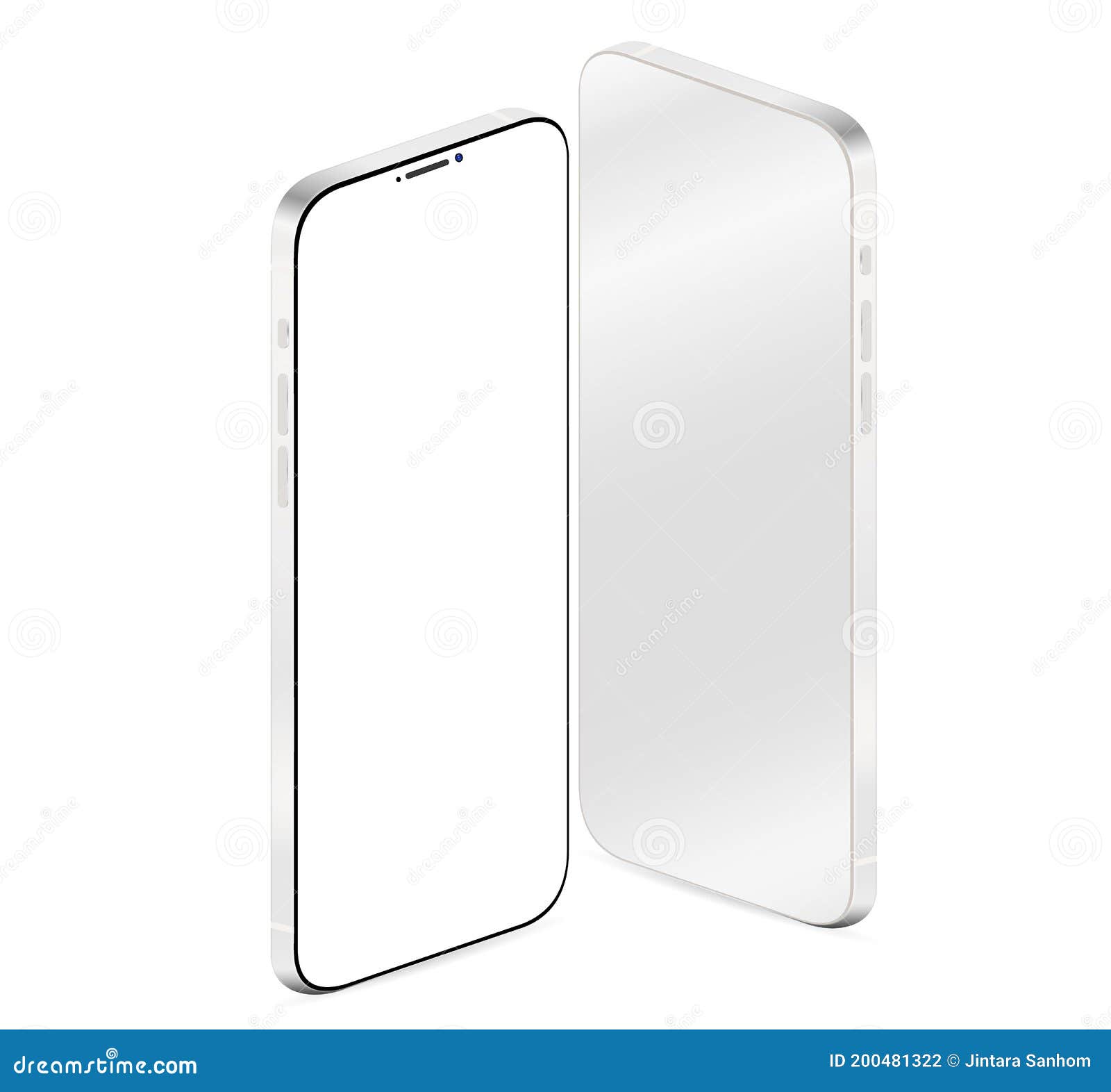 Phone Realistic Vector Front and Back View Vector Illustration with ...