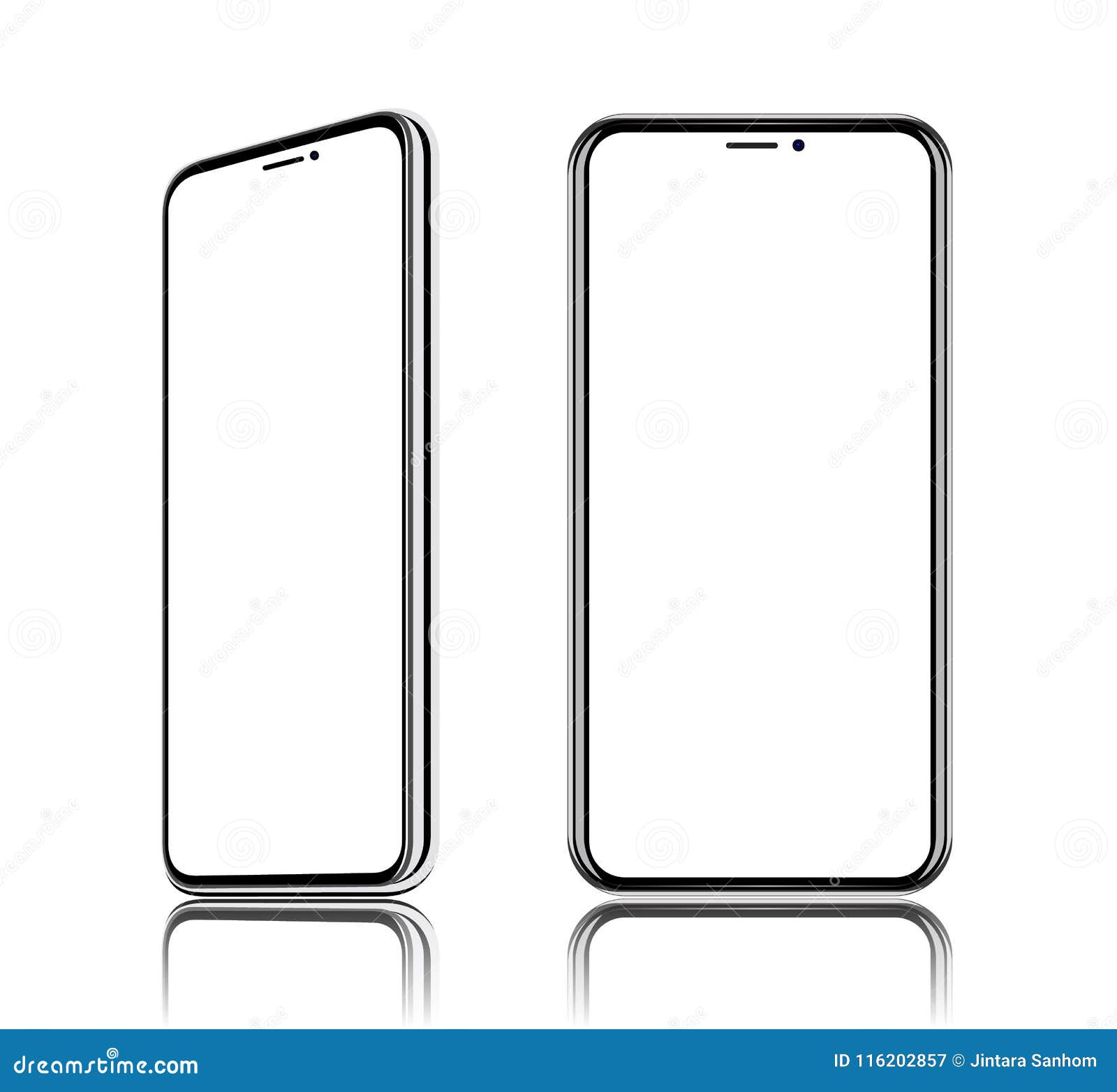 Phone Realistic Vector Front And Back View Vector Illustration With ...