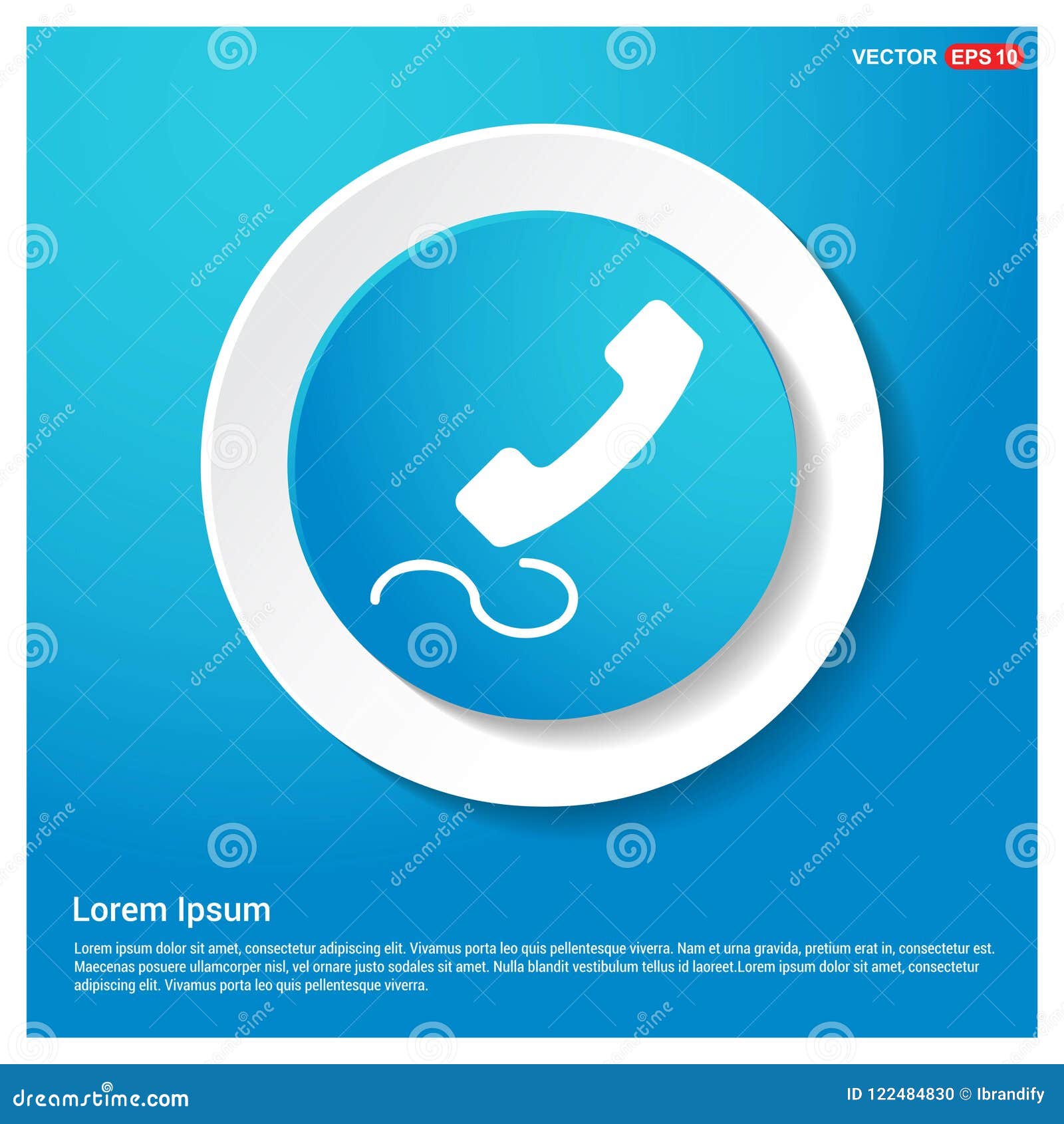 Phone Receiver Icon. Abstract Blue Web Sticker Button Stock Vector ...