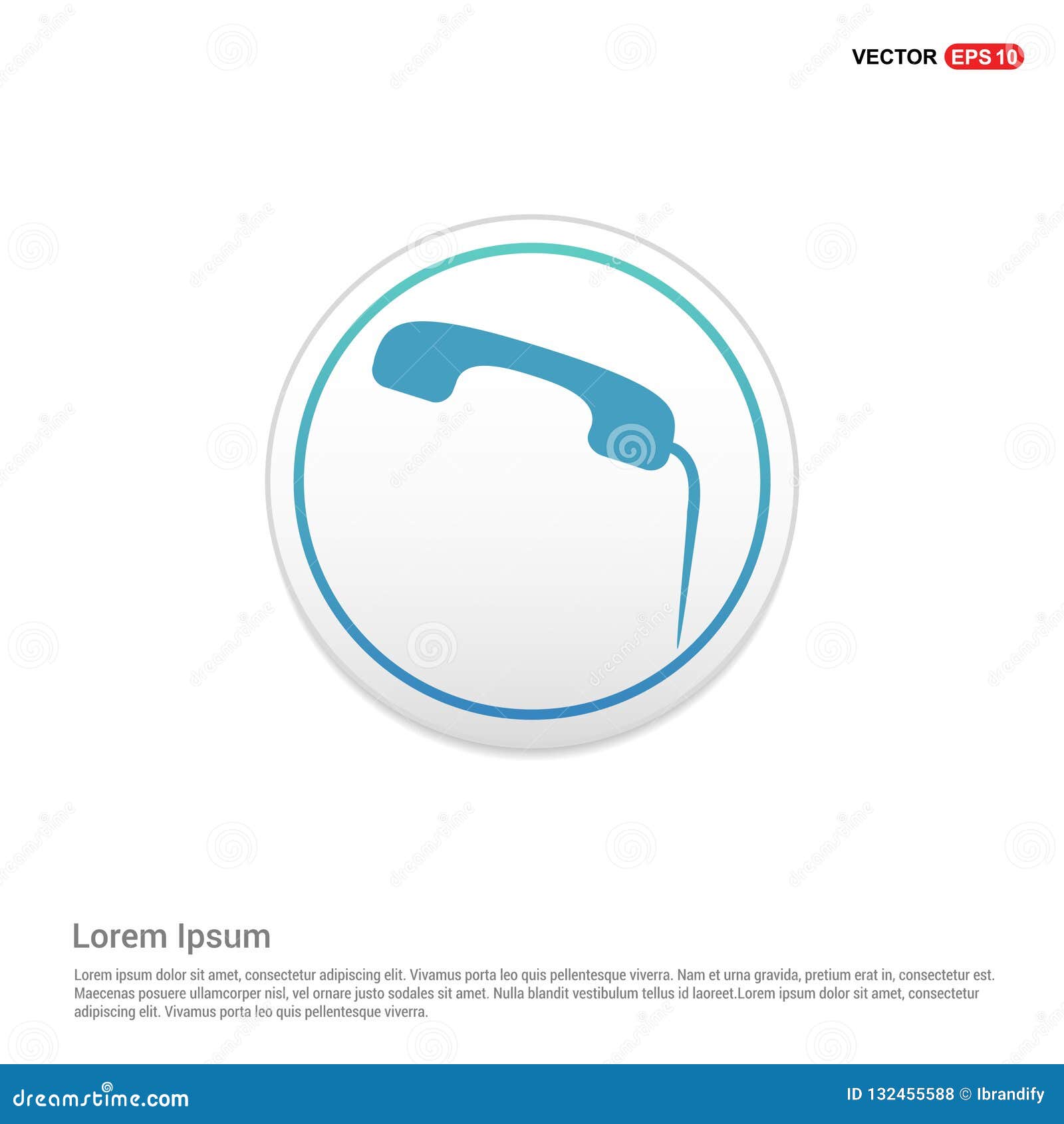 Phone Receiver Icon. - White Circle Button Stock Vector - Illustration ...