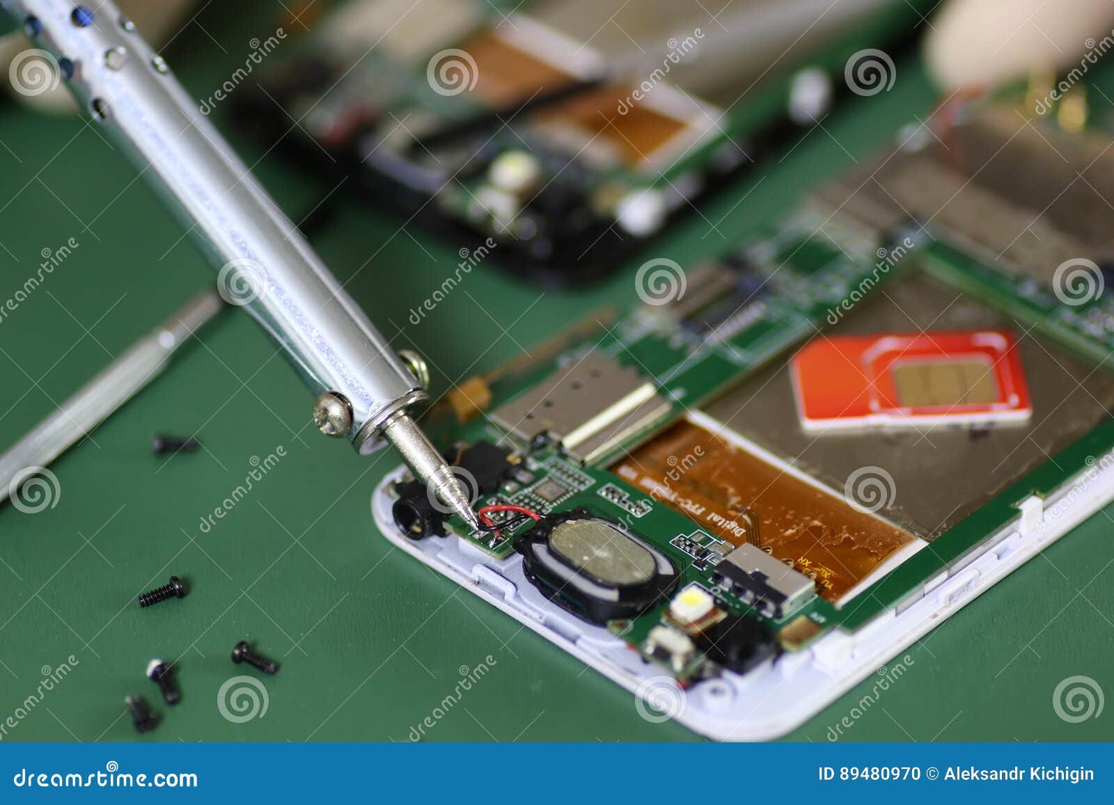 Phone repair chip stock photo. Image of hand, bolt, board - 89480970