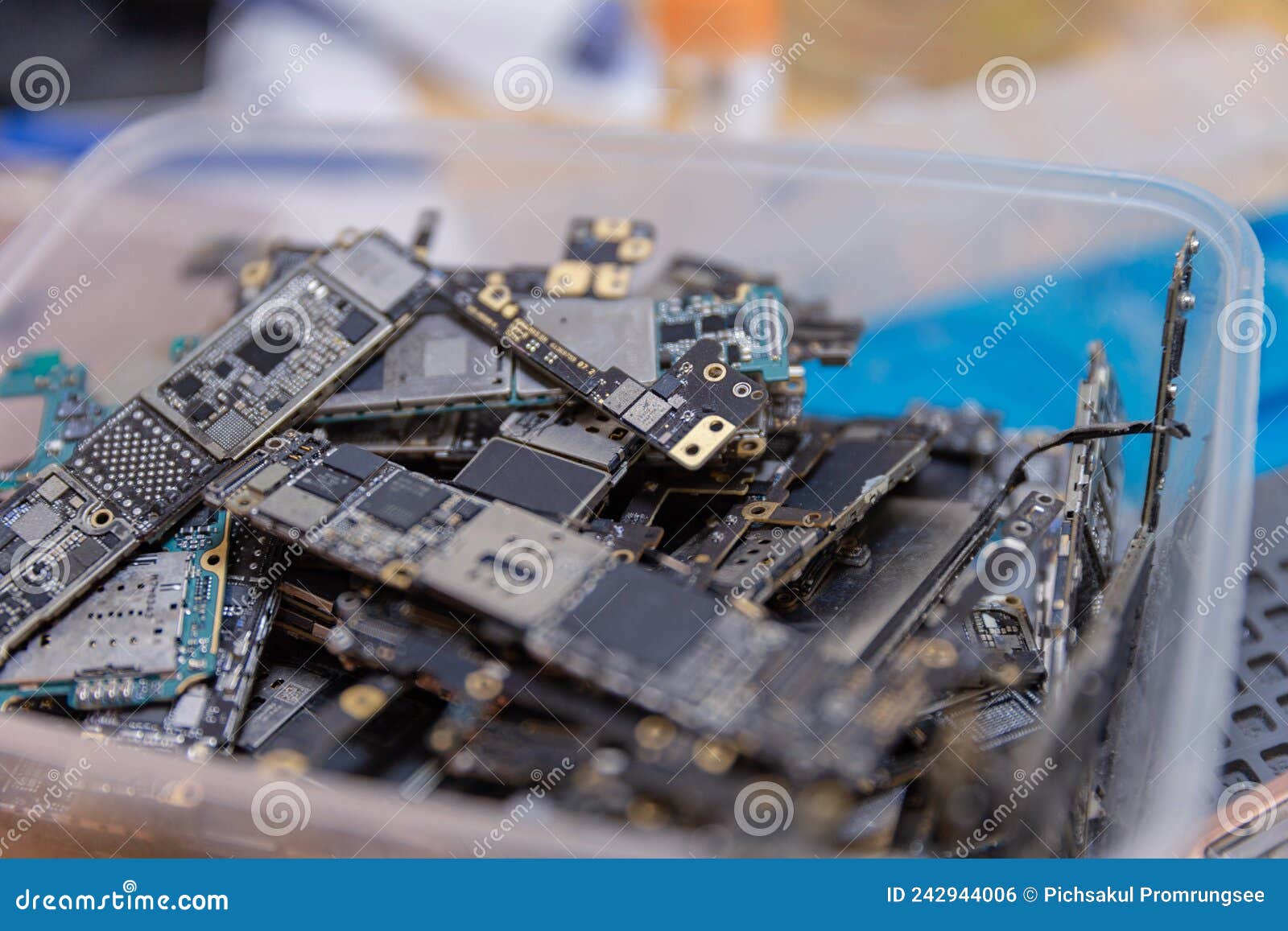 Phone Repair Concept Many Broken Circuit Boards Removed from the ...