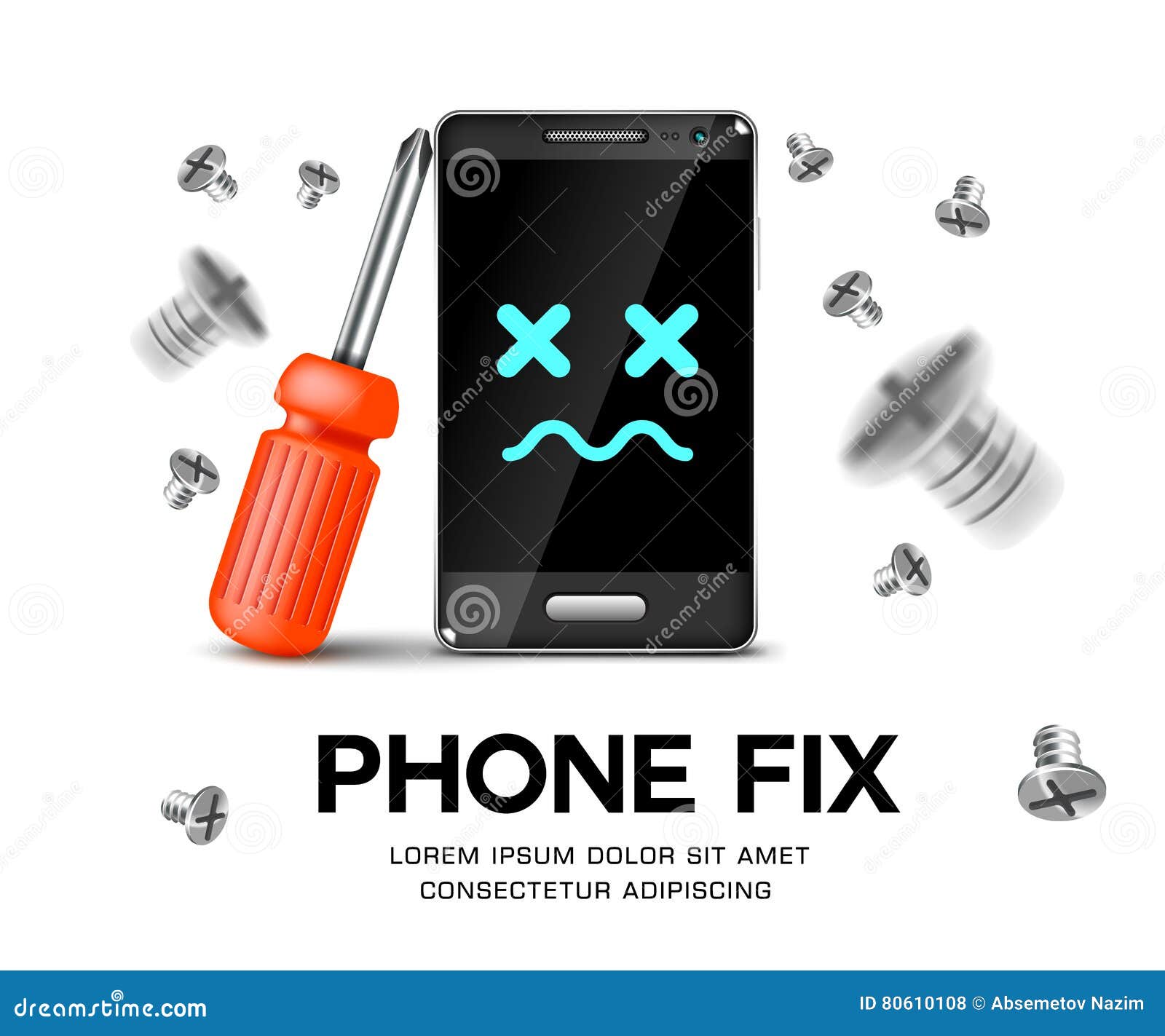 Phone Repair Fix Poster Background Vector Illustration. Phone with ... Phone Repair Fix Poster Background Vector Illustration. Phone with ...