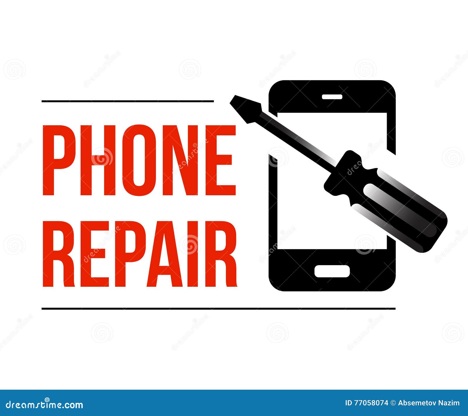 Phone Repair Text with Abstract Phone and Screwdriver Stock Vector ...