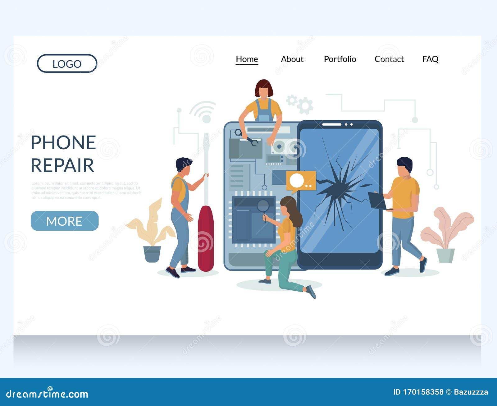 Phone Repair Vector Website Landing Page Design Template Stock Vector ...