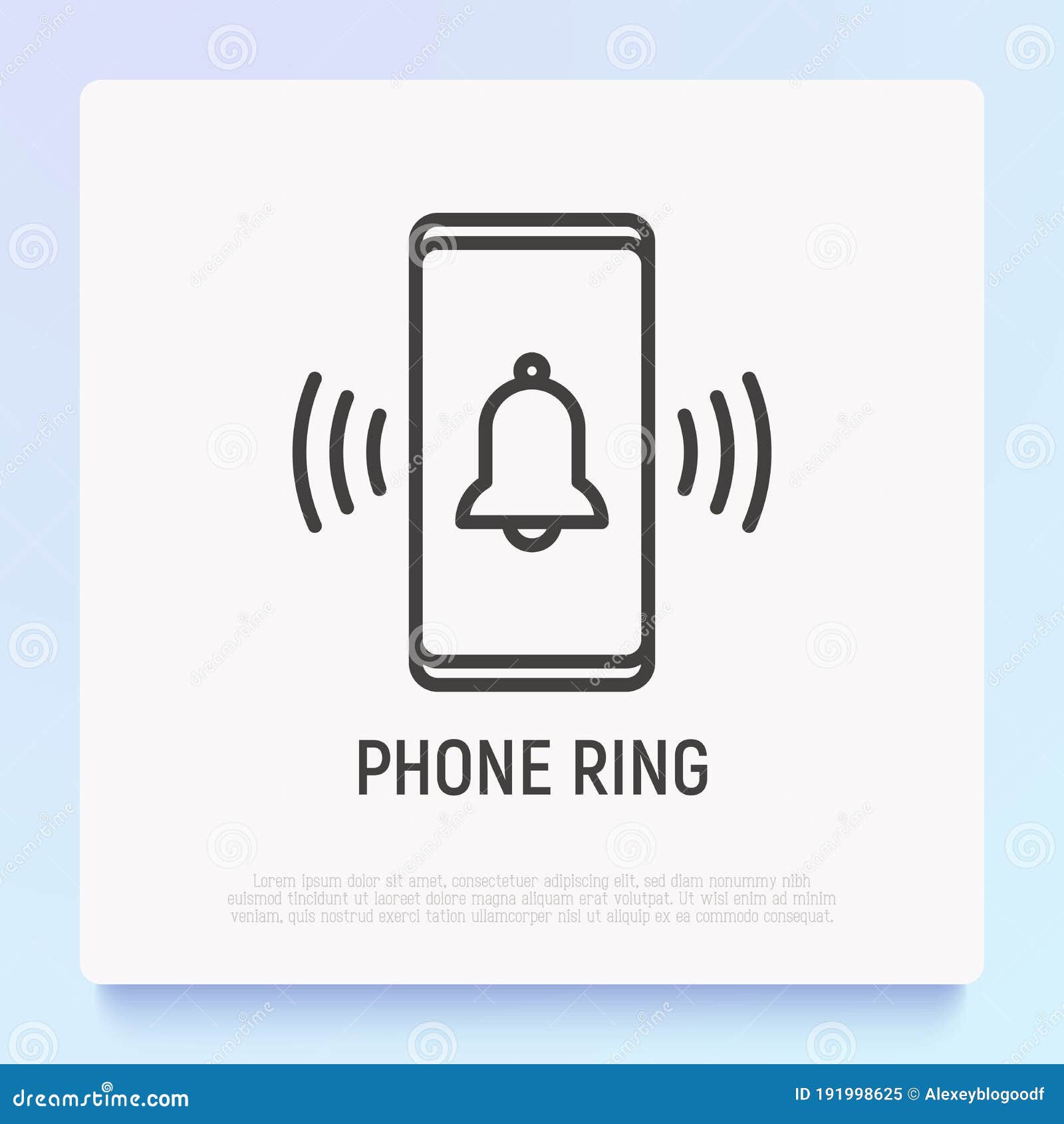 Phone Ring: Bell Ringing on Mobile Screen Thin Line Icon. Modern Vector ...