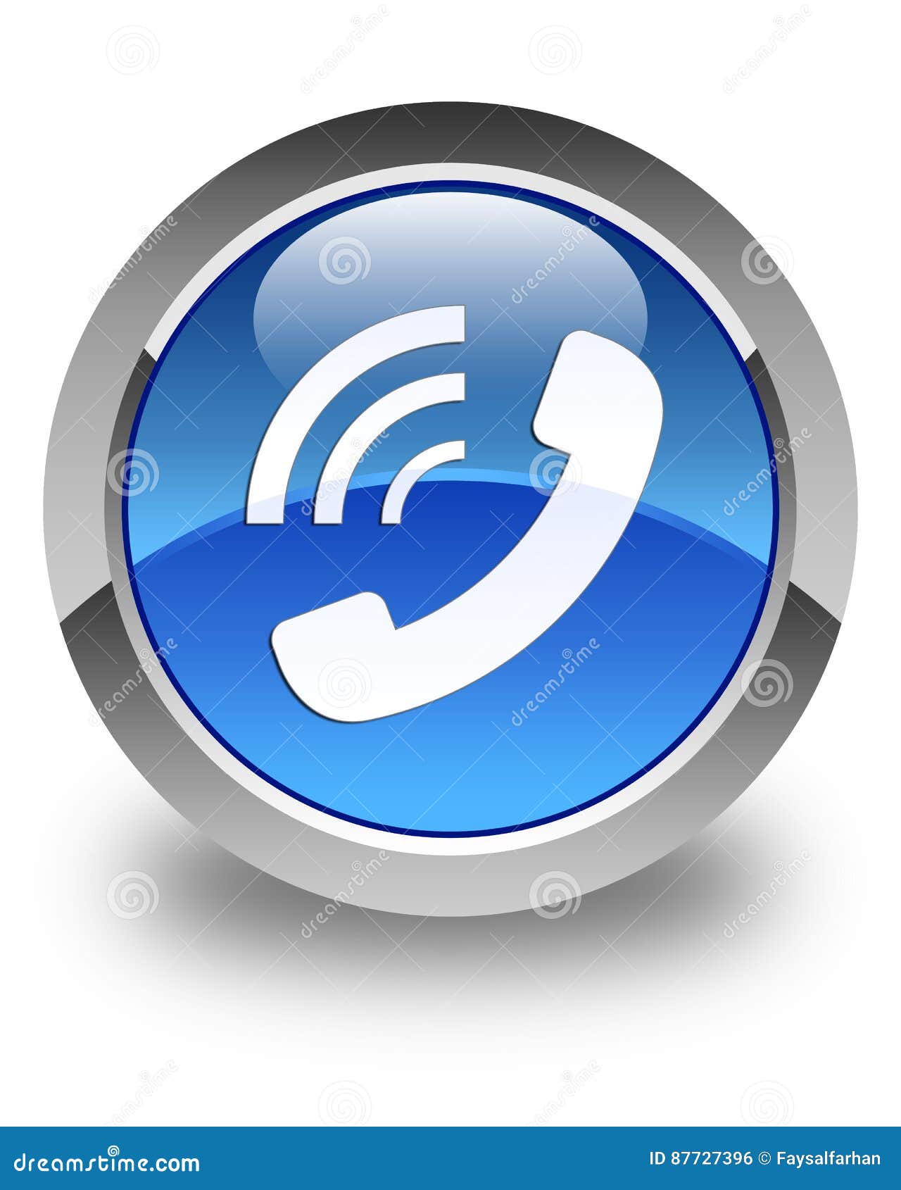 Phone Ringing Icon Glossy Blue Round Button Stock Illustration ...
