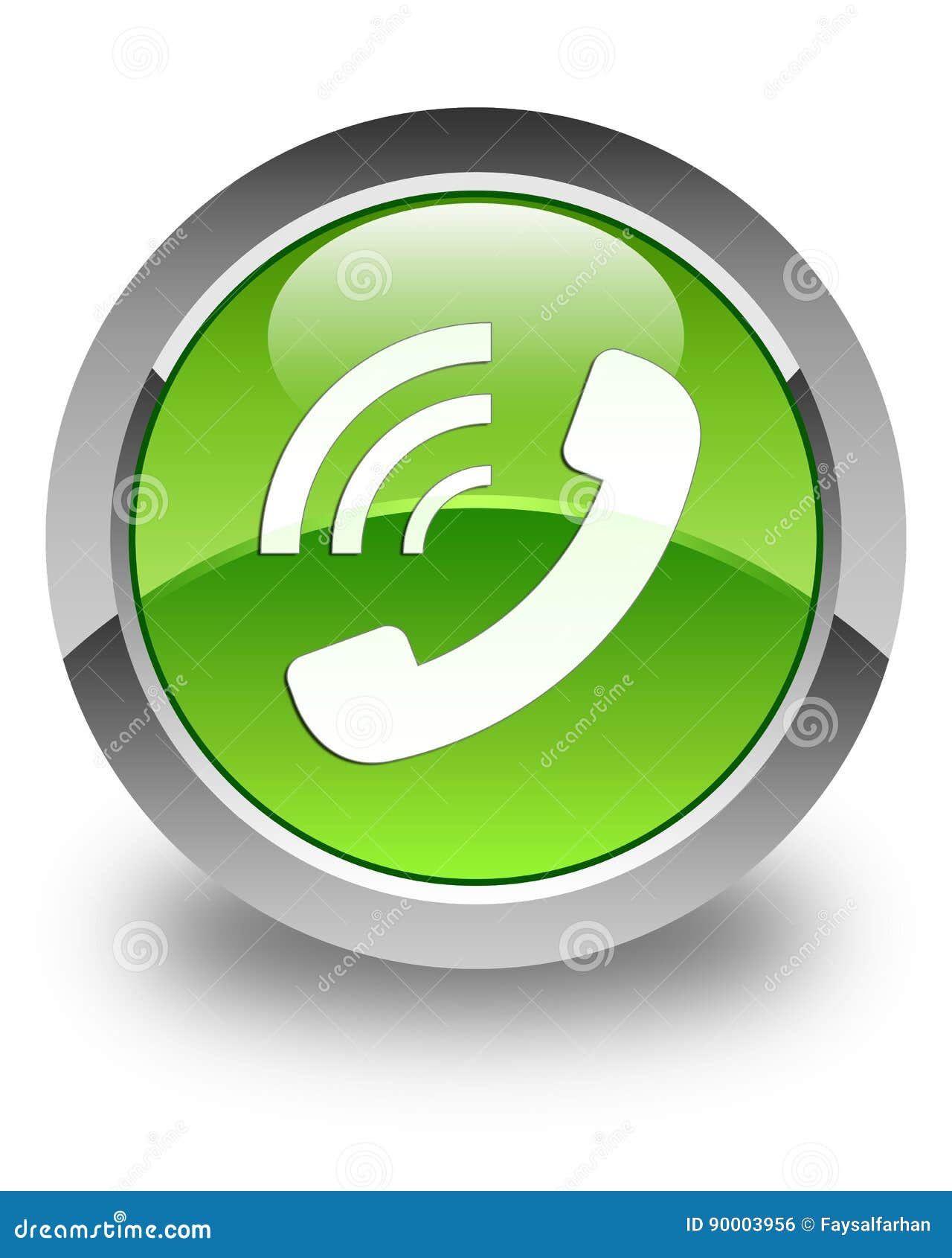 Phone Ringing Icon Glossy Green Round Button Stock Illustration ...