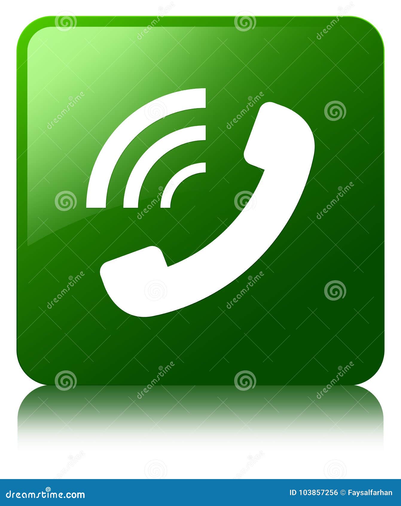 Phone Ringing Icon Green Square Button Stock Illustration ...