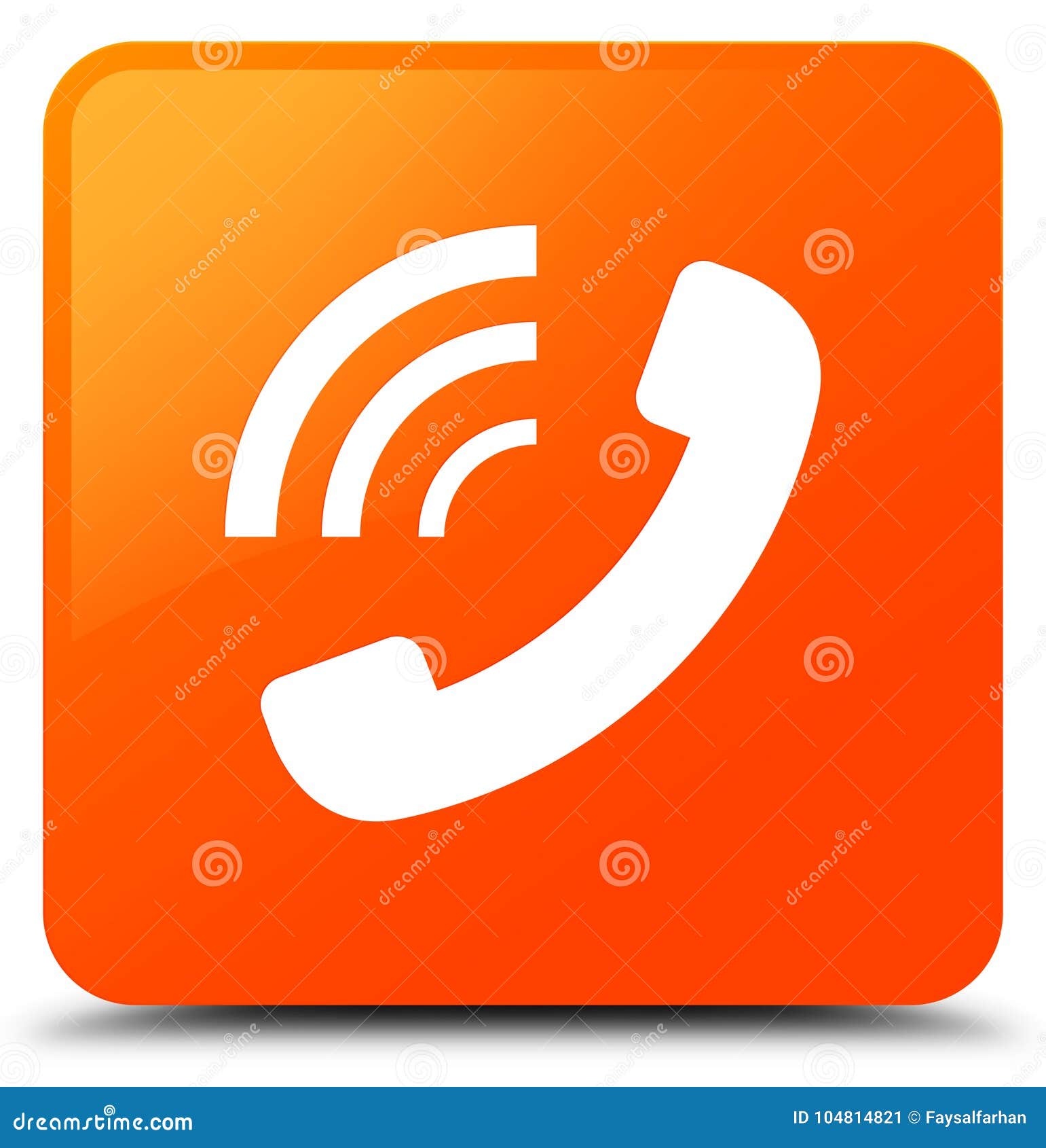 Phone Ringing Icon Orange Square Button Stock Illustration ...