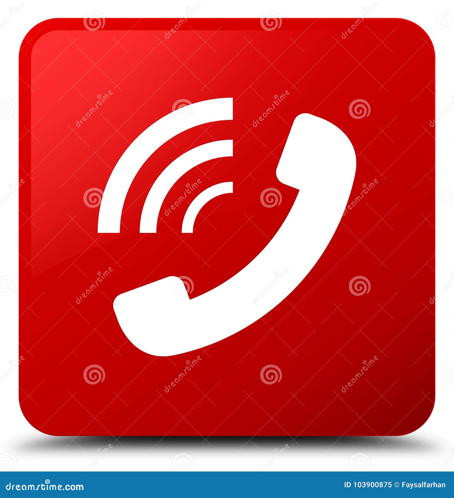 Phone Ringing Icon Red Square Button Stock Illustration - Illustration ...