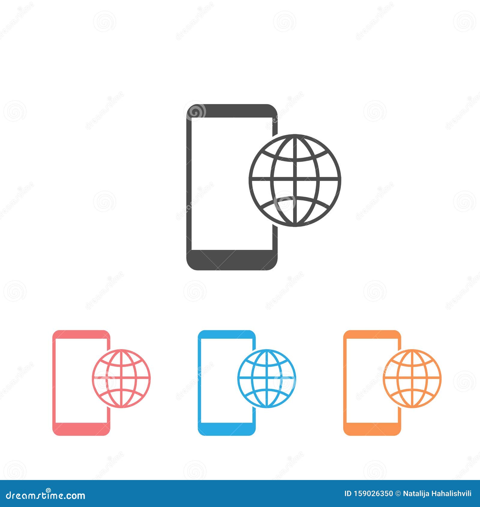 Phone Roaming Line Icon Set In Flat Style. Roaming Symbol For Your Web ...