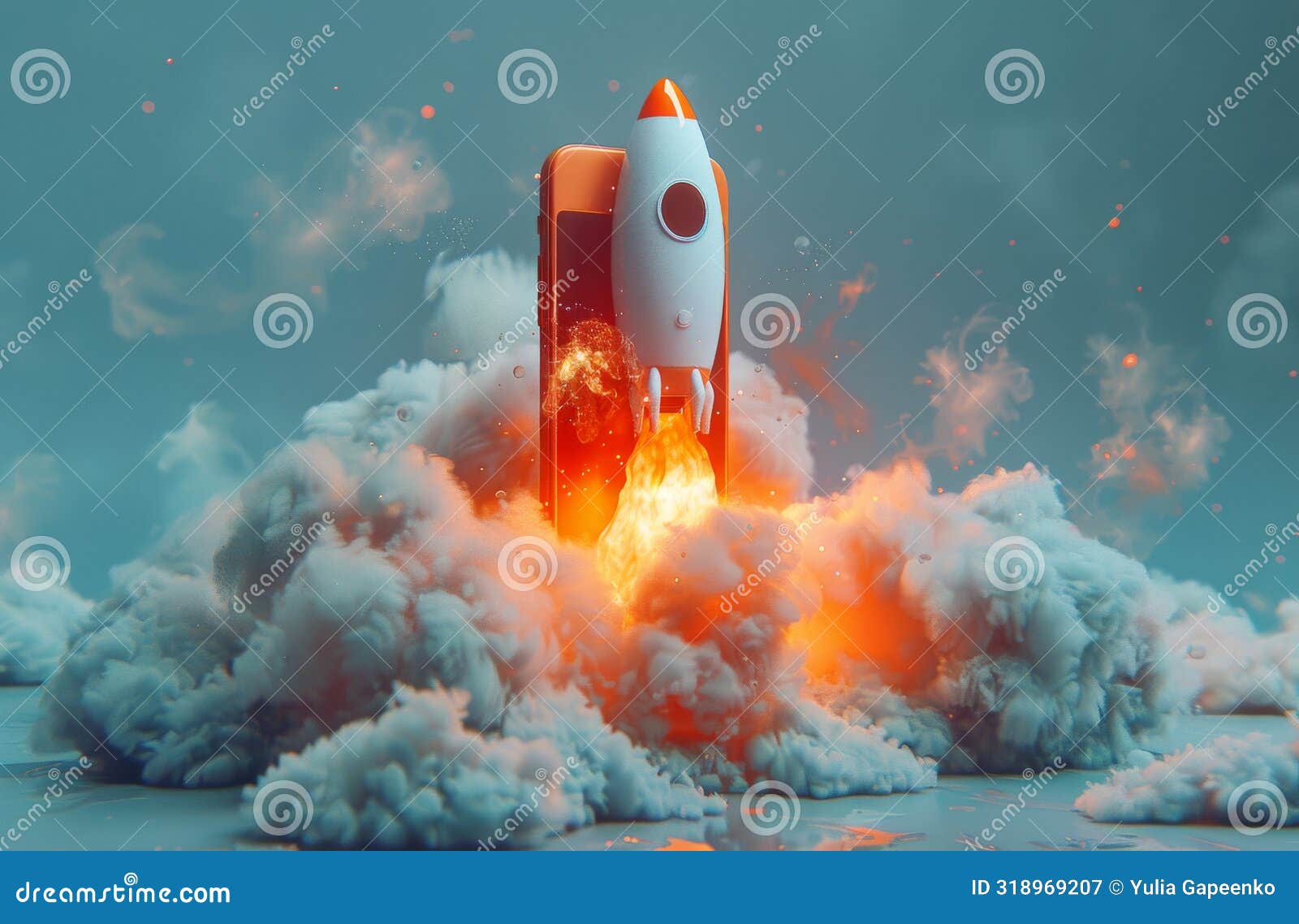 Phone with Rocket Launching Stock Image - Image of teleportation ...