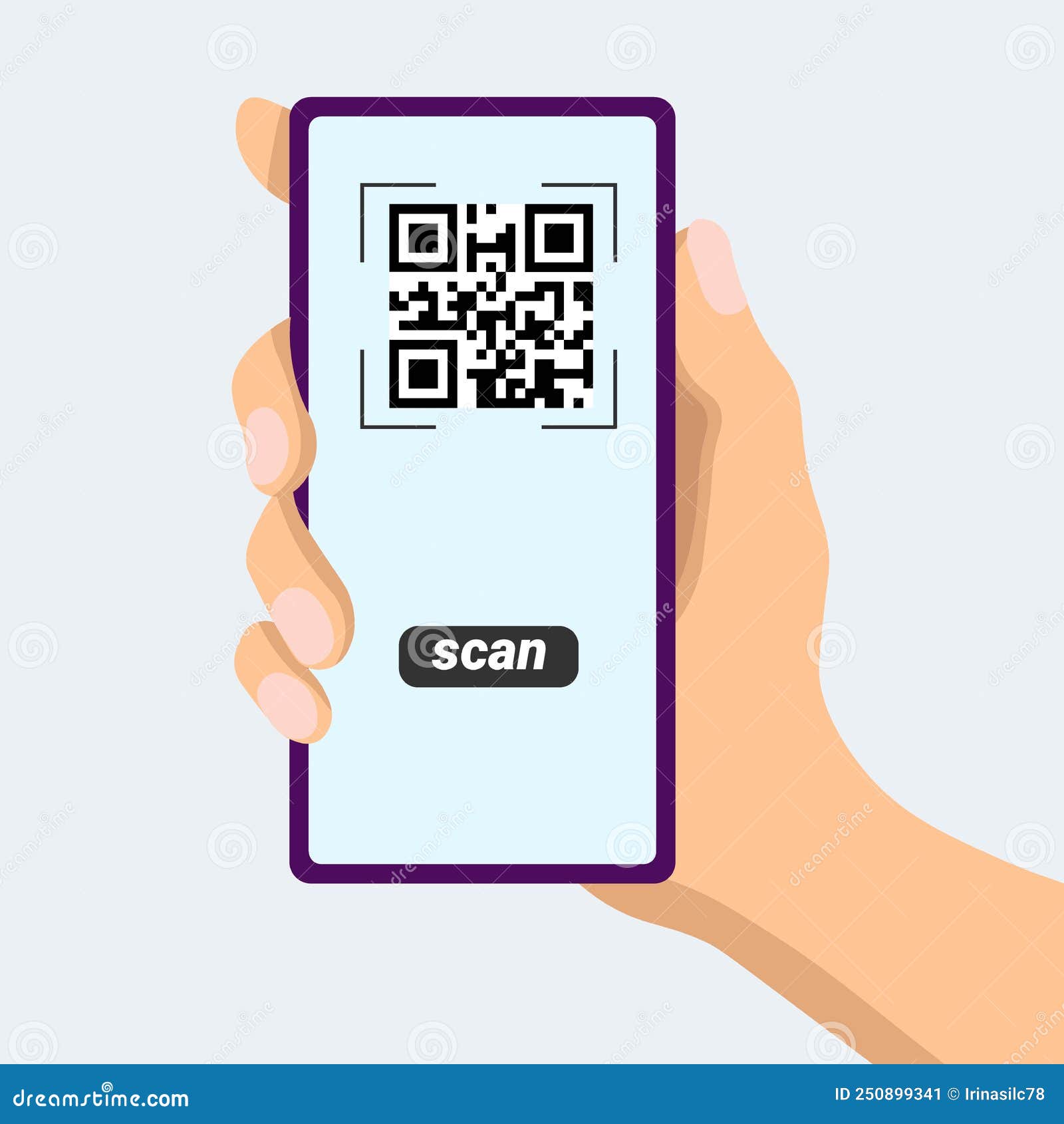 Phone Scan Icon. Phone in Hand Stock Illustration - Illustration of ...
