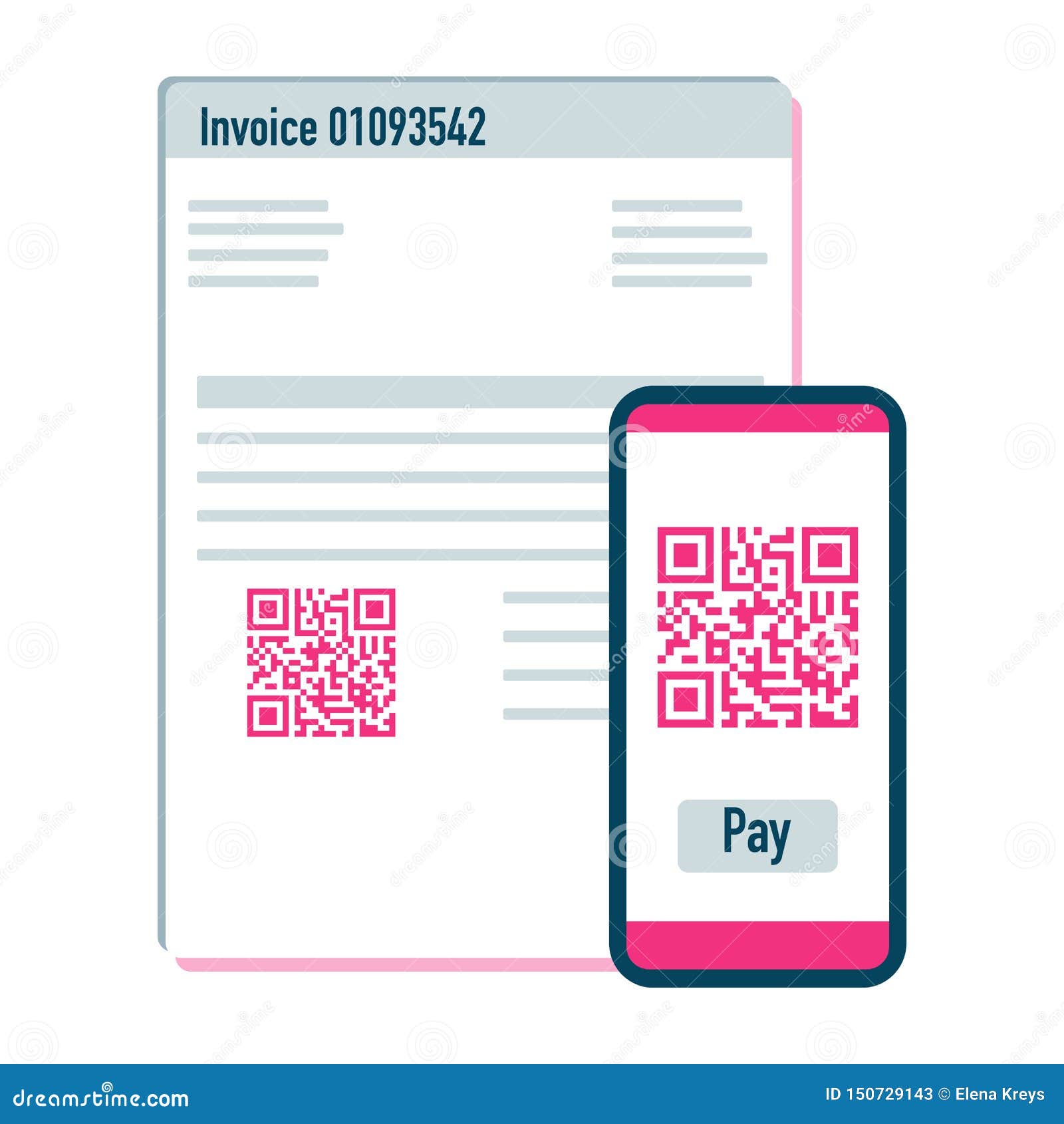 Phone Scan Qr Code for Payment Invoice. Vector Stock Vector ...