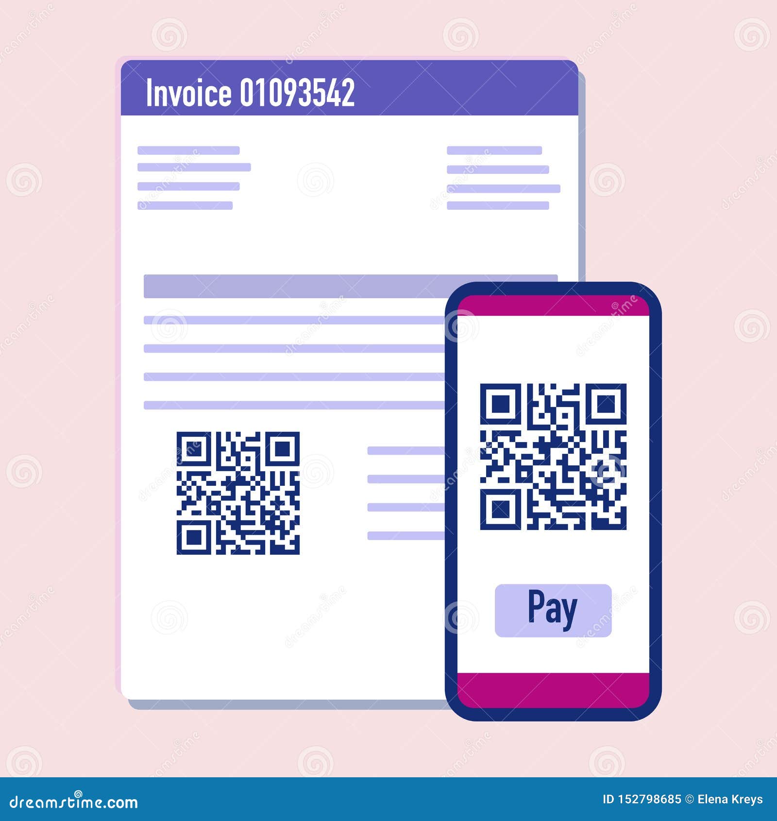 Phone Scan Qr Code for Payment Invoice. Vector Stock Vector ...