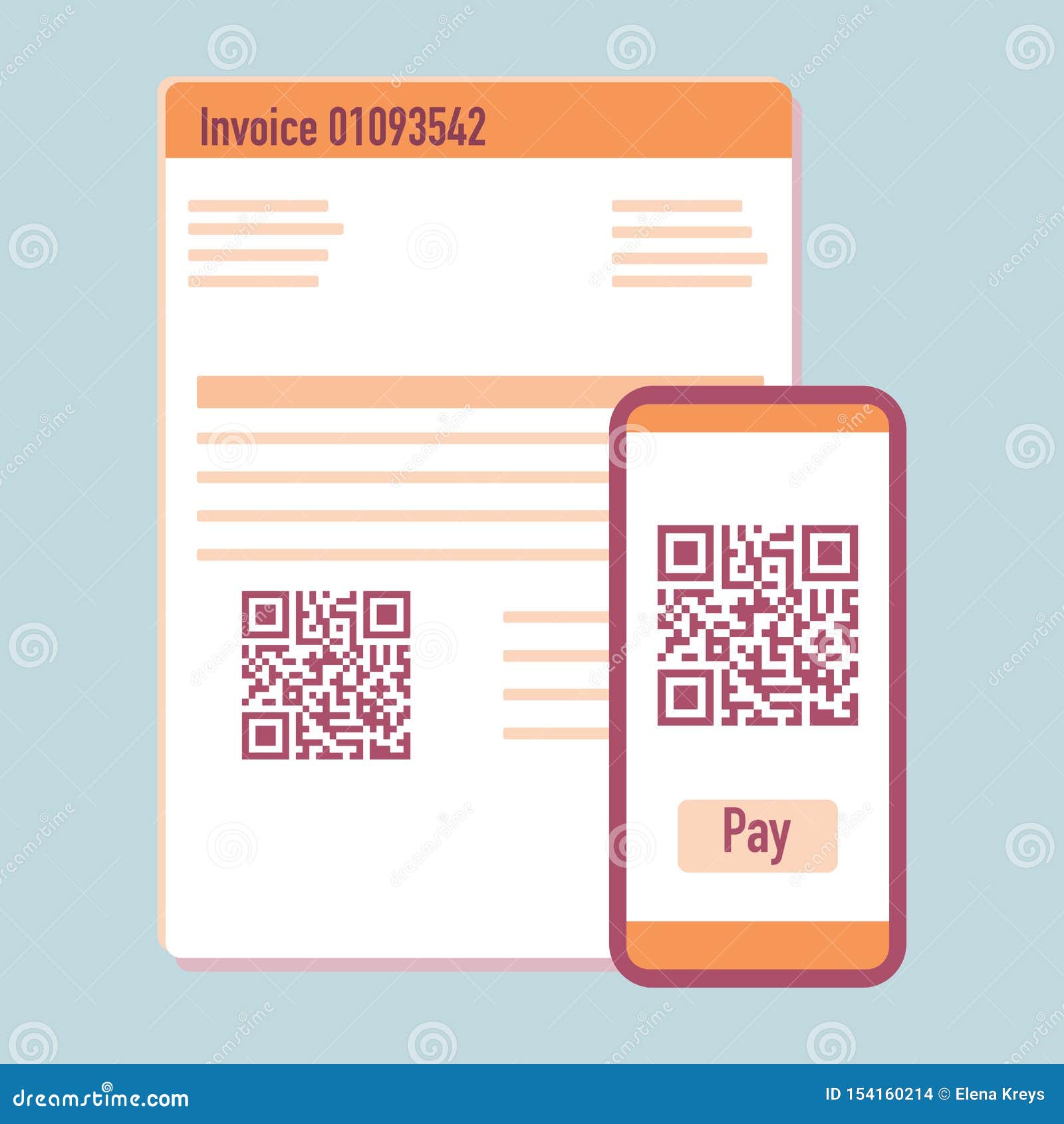Phone Scan Qr Code for Payment Invoice. Vector Stock Vector ...