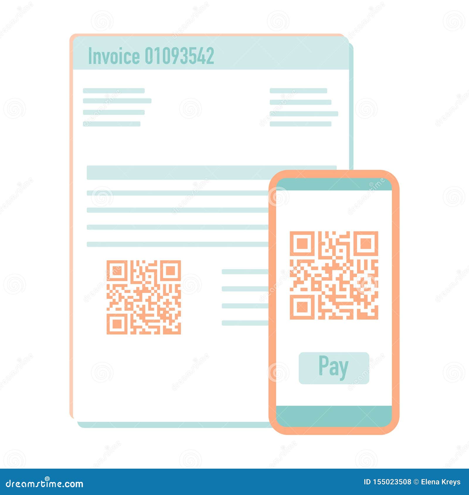 Phone Scan Qr Code For Payment Invoice. Vector | CartoonDealer.com ...
