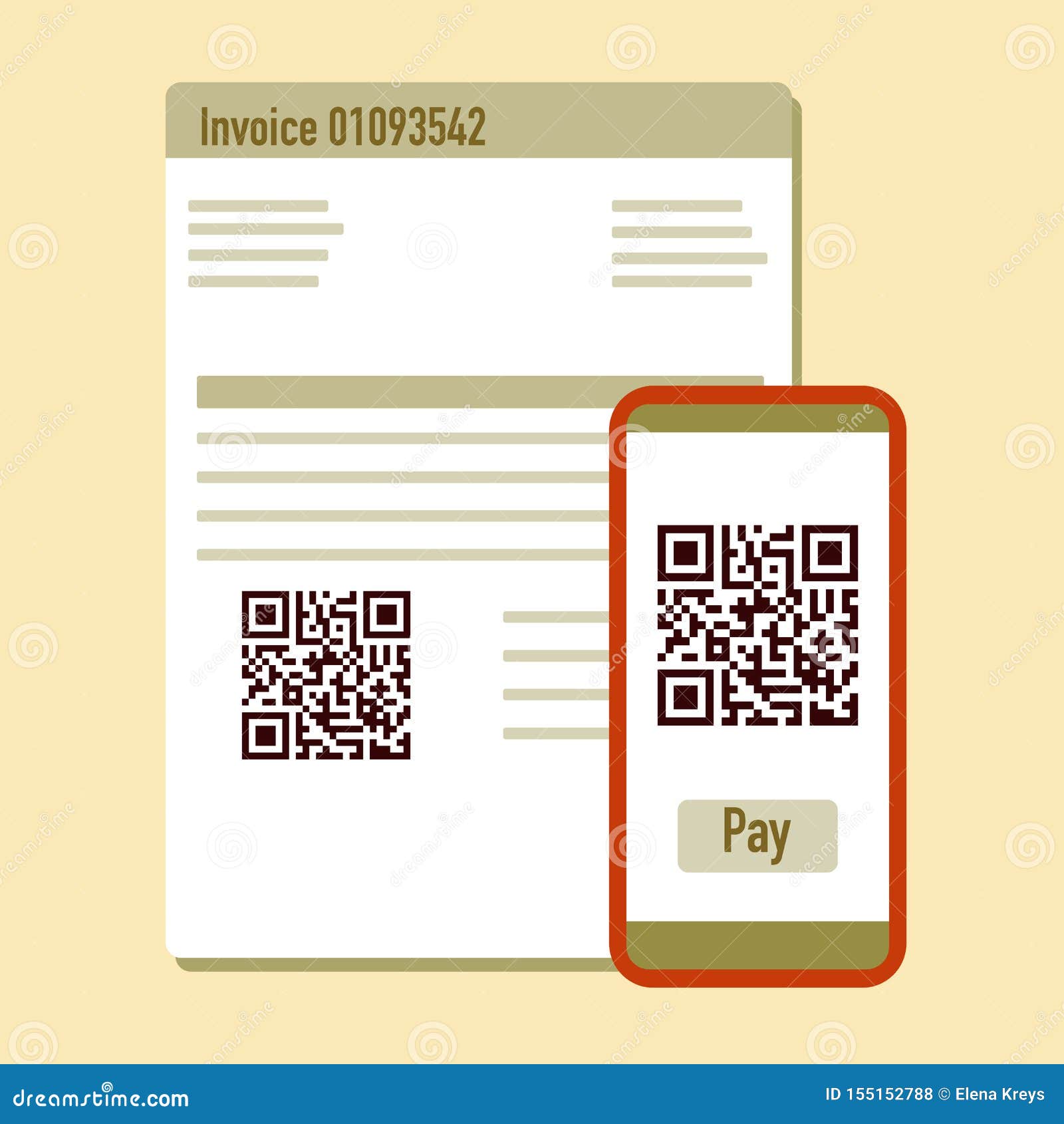 Phone Scan Qr Code for Payment Invoice. Vector Stock Vector ...