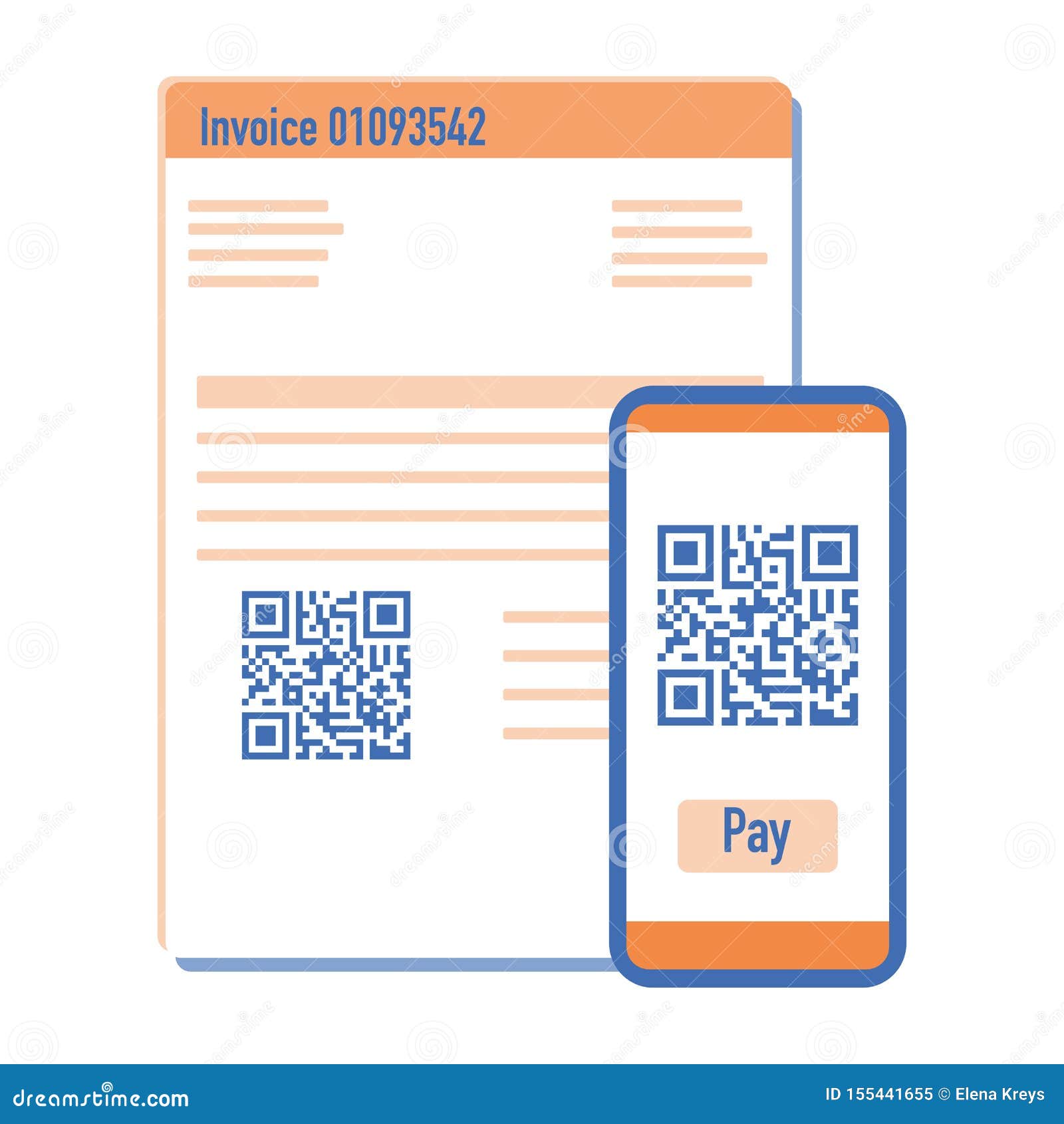 Phone Scan Qr Code for Payment Invoice. Vector Stock Vector ...