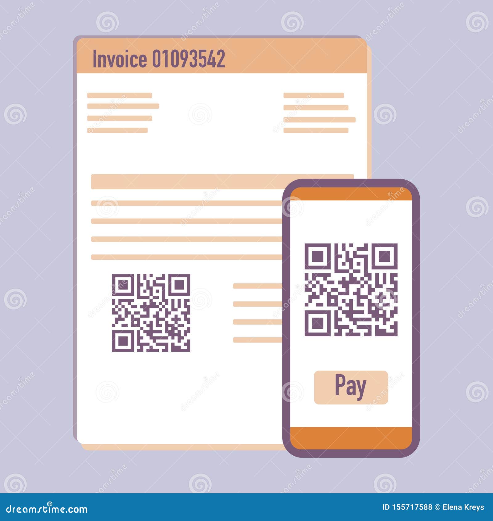 Phone Scan Qr Code for Payment Invoice. Vector Stock Vector ...