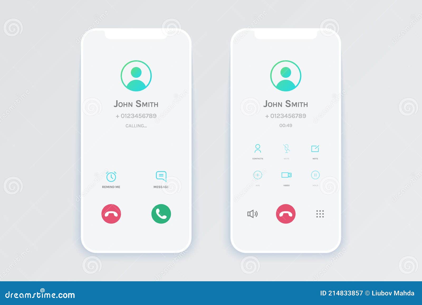 Phone Screen Call Mockup. Mobile Device Voice Connection Interface ...