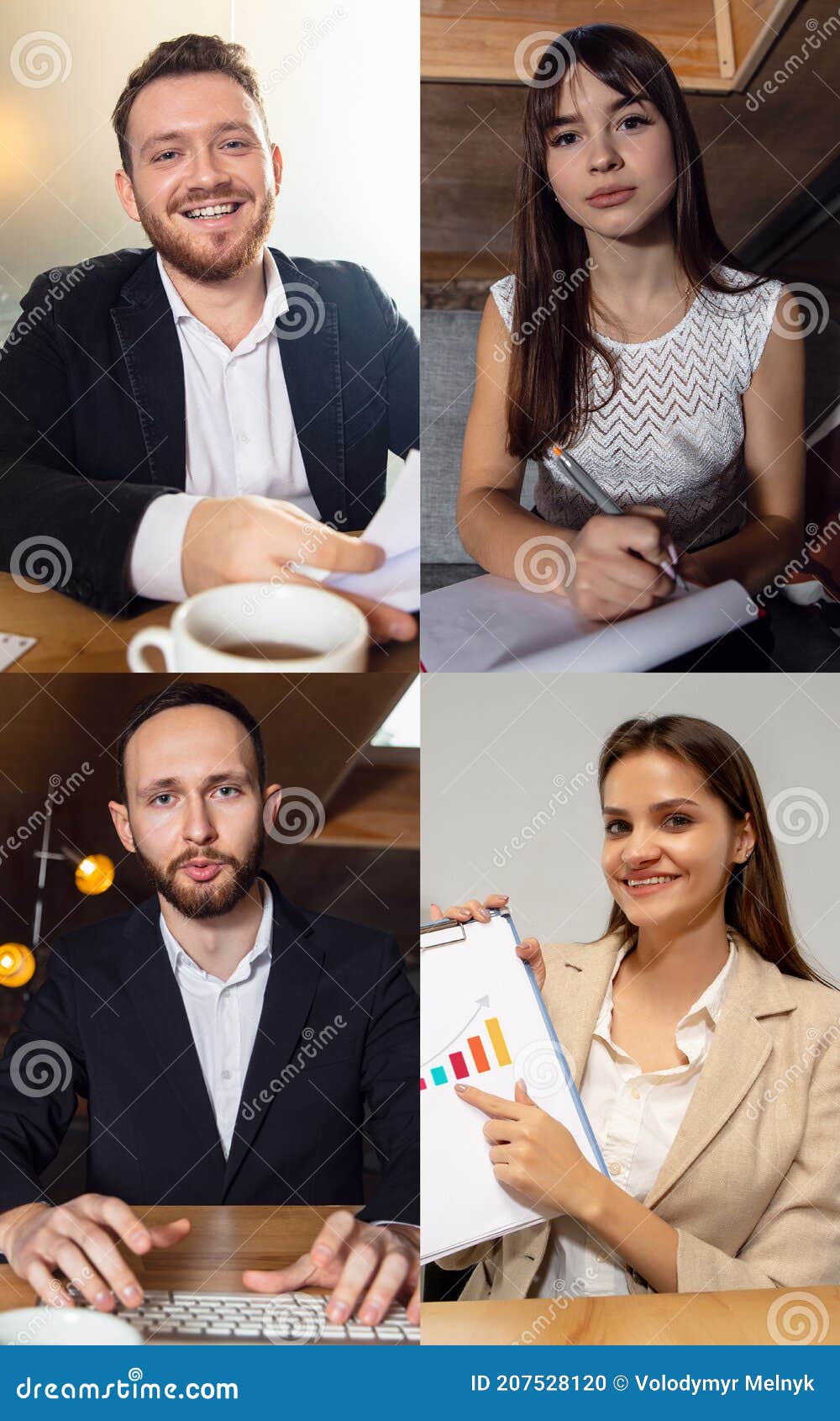 Headshot Screen Application View of Diverse Employees Have Work Web ...