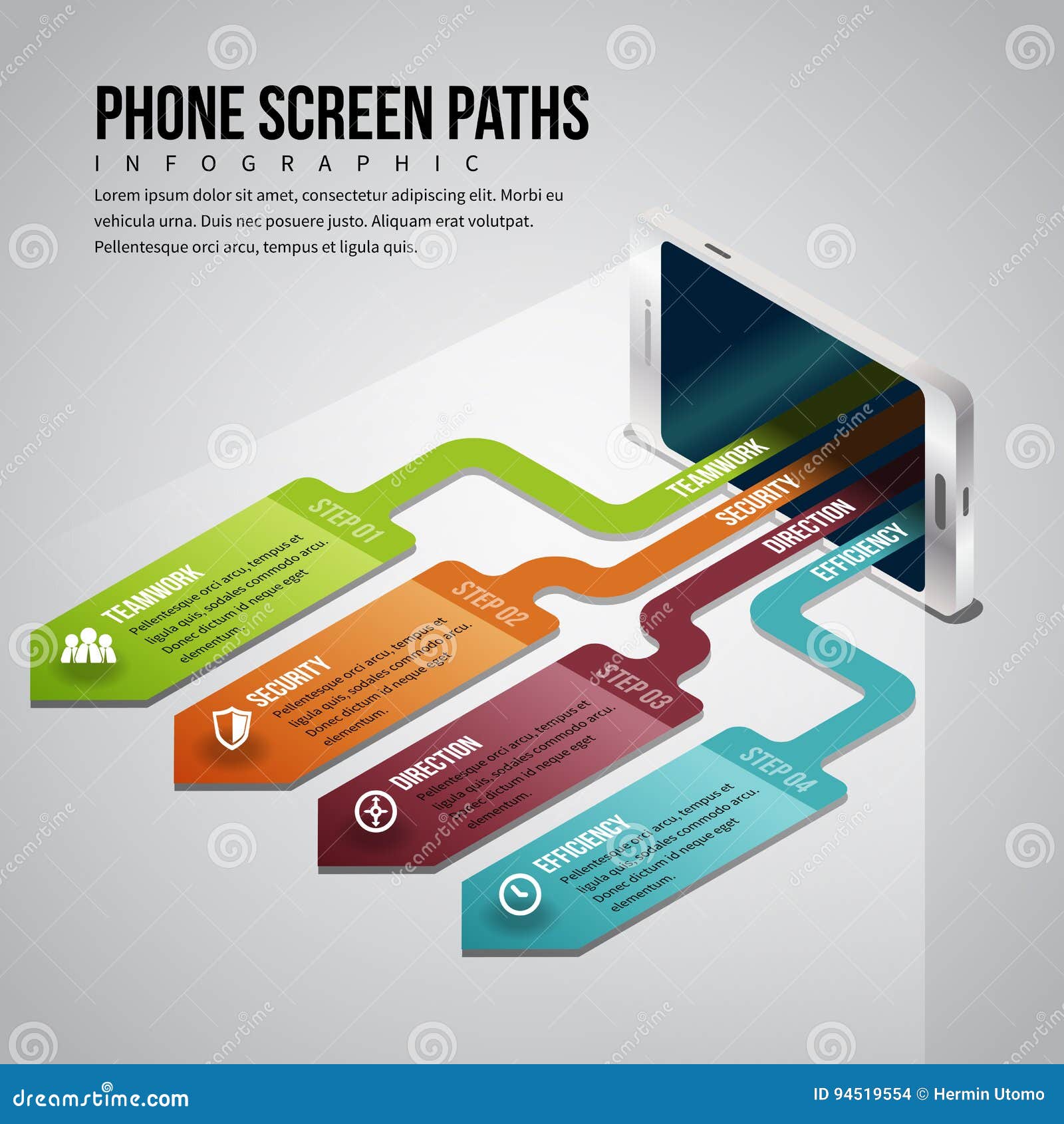 Phone Screen Paths Infographic Stock Vector - Illustration of progress ...