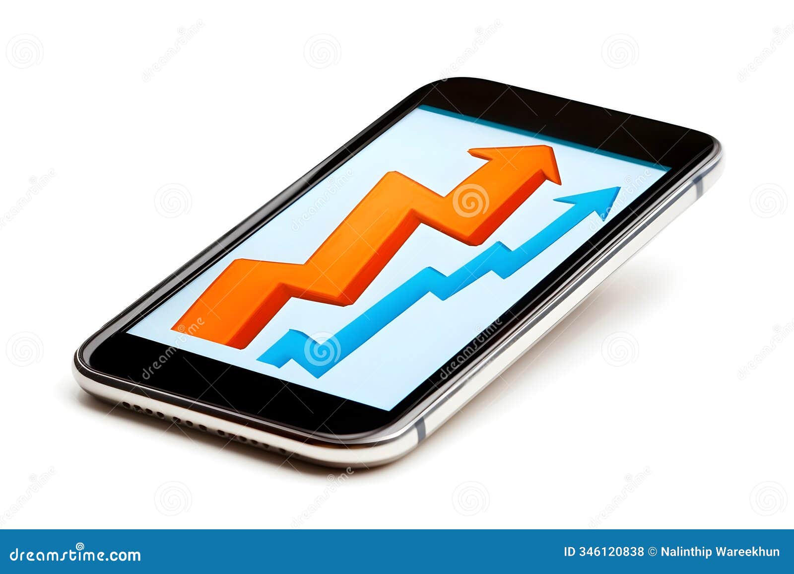 A Phone Screen Shows a Graph with Two Lines, One of Which is an Upward ...