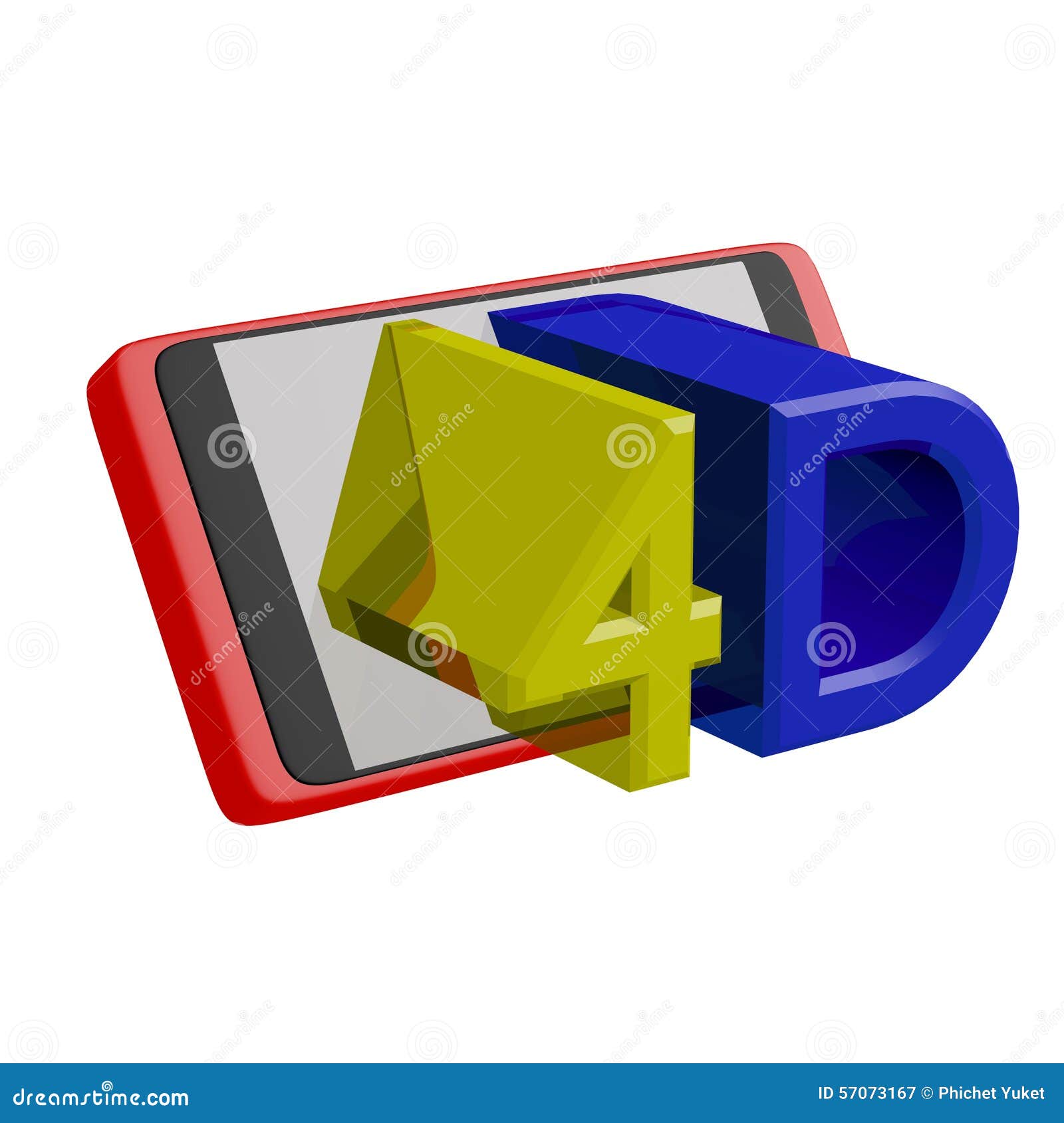 Phone search 4D stock illustration. Illustration of mobile - 57073167