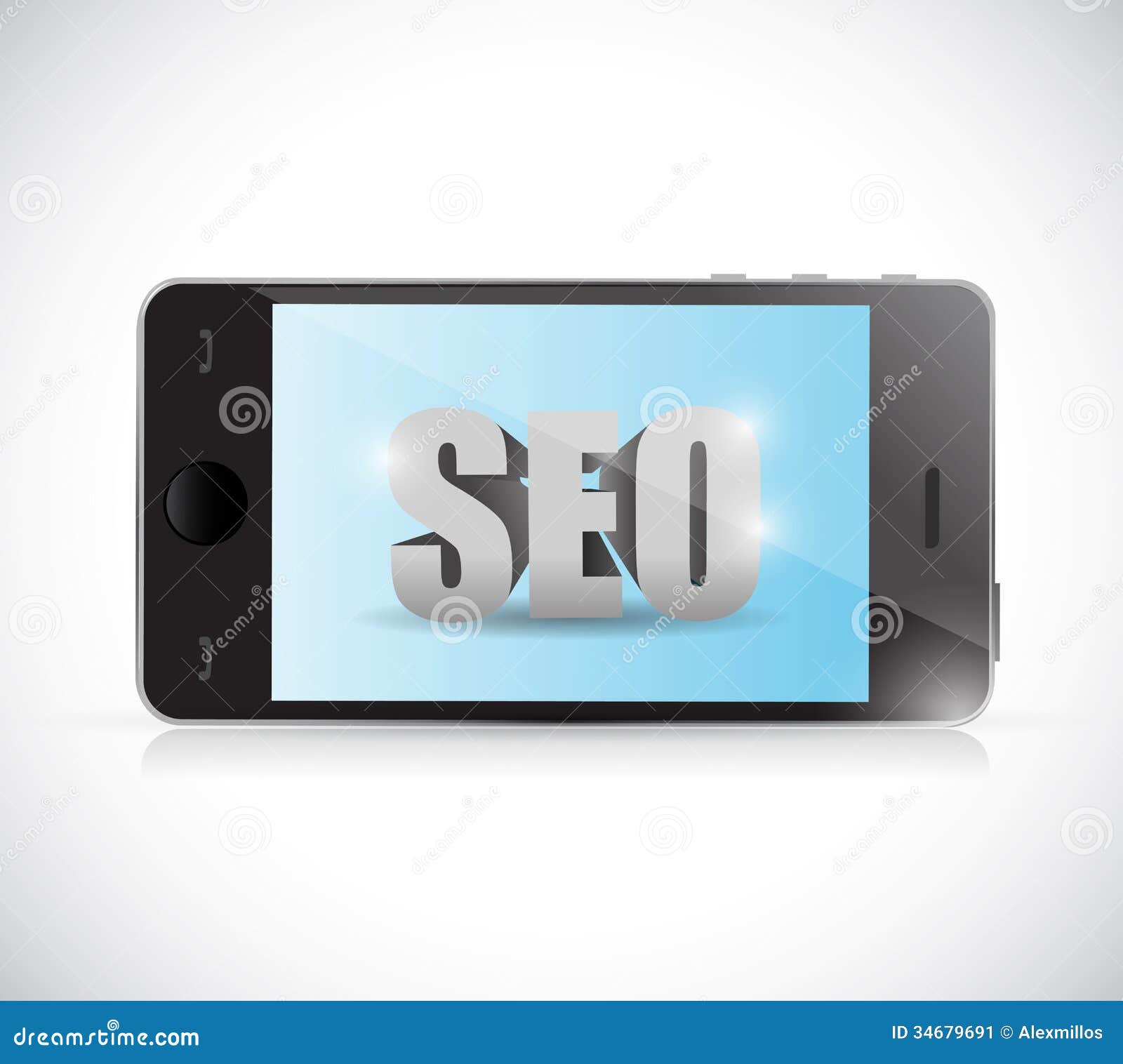 Phone and Seo Text Message Illustration Design Stock Illustration ...